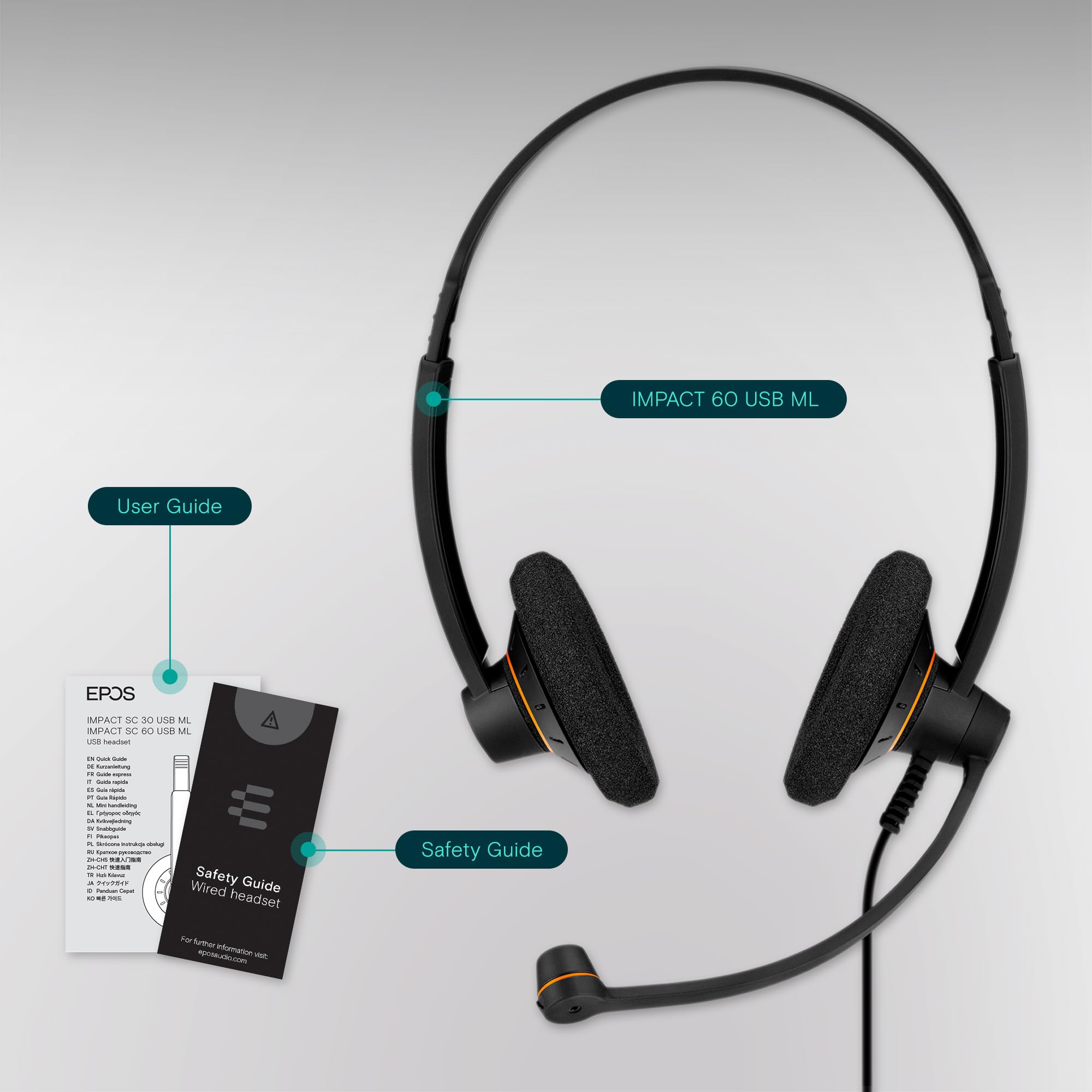 Sennheiser Consumer Audio SC 60 USB ML (504547) - Double-Sided Business Headset | For Skype for Business | with HD Sound, Noise-Cancelling Microphone, & USB Connector (Black)