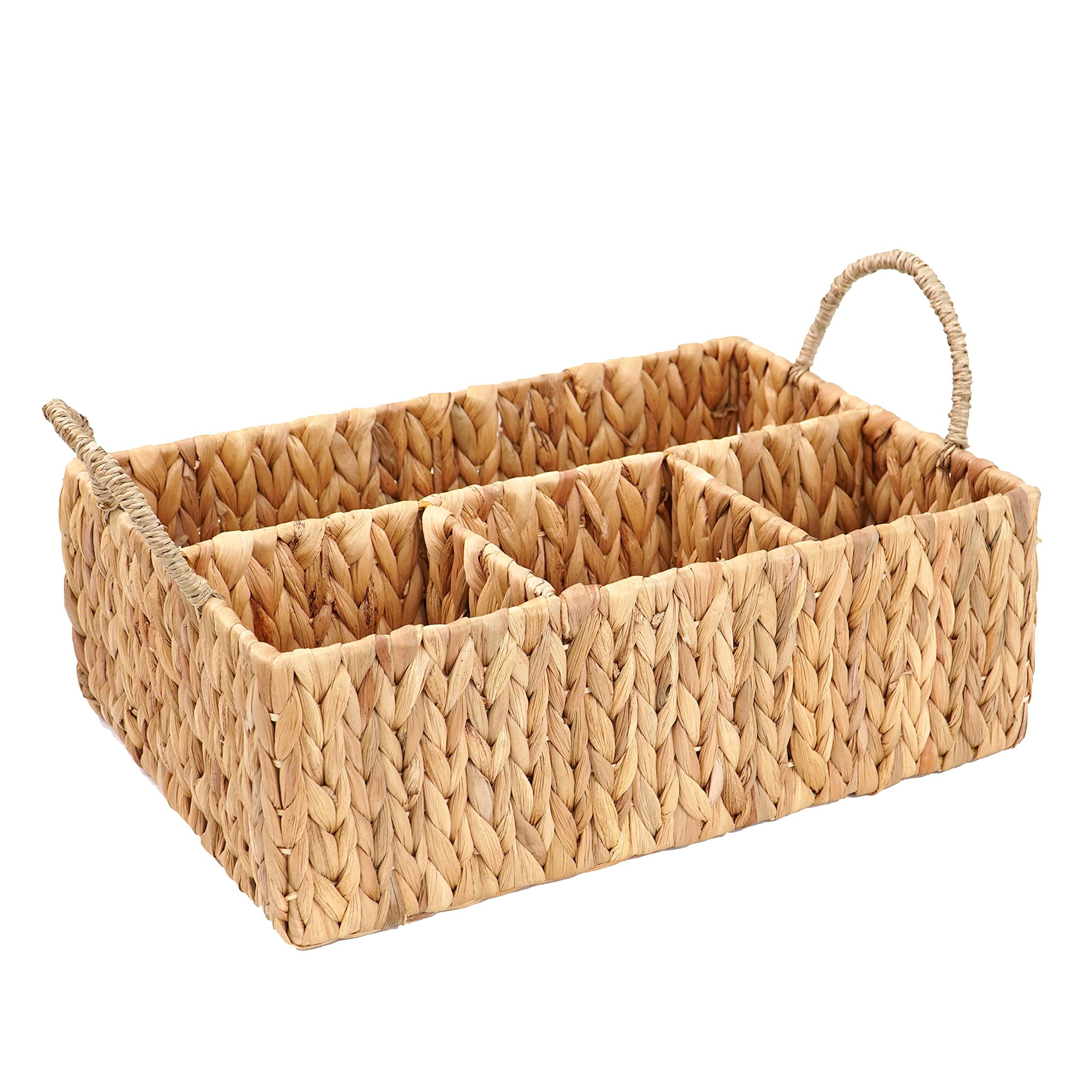 ABEL CRAFTS Wicker Basket Organizer Rectangle Water Hyacinth Storage Baskets Set Of 4 Organizing Bathroom Bedroom Kitchen Shelves Pantry Natural Woven Baskets Rectangular