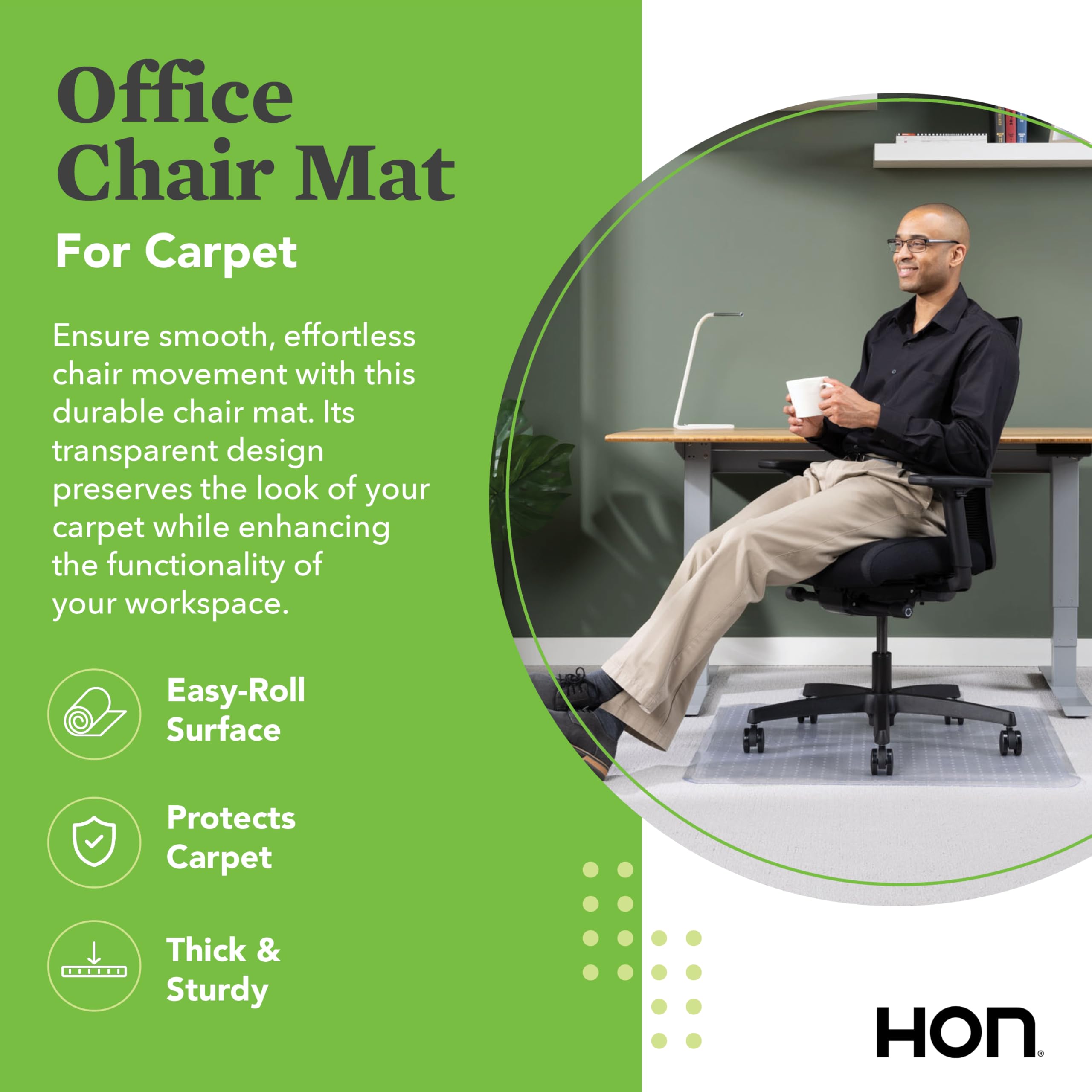 OFM Office Chair Mat for Carpet β Computer Desk Chair Mat for Carpeted Floors β Easy Glide Rolling Plastic Floor Mat for Office Chair on Carpet for Work, Home, Gaming with Extended Lip (36β x 48β)