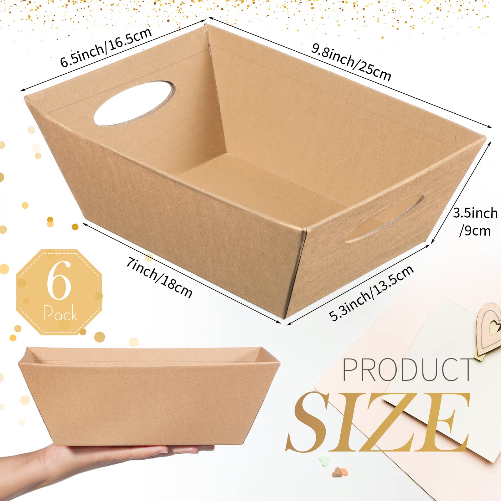 Mimorou,22 Pieces Baskets for Gifts Empty Gift Basket Kit Includes 6 Empty Gift Baskets 6 Clear Gift Bags for Baskets and 10 Gold Pull Bows Gift Packages for Wedding Birthday Thanksgiving Party Gift Wrapping