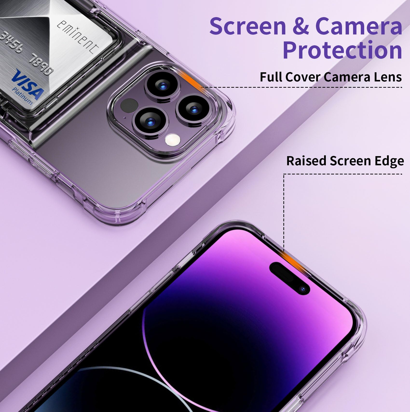 ACANDYA for iPhone 14 Pro Max Case Wallet Clear Protective Phone Case with Credit Card Holder Heavy Duty Protection Shockproof Anti-Scratch Anti-Yellow Cover for iPhone 14 Pro Max 6.7 inch Transparent