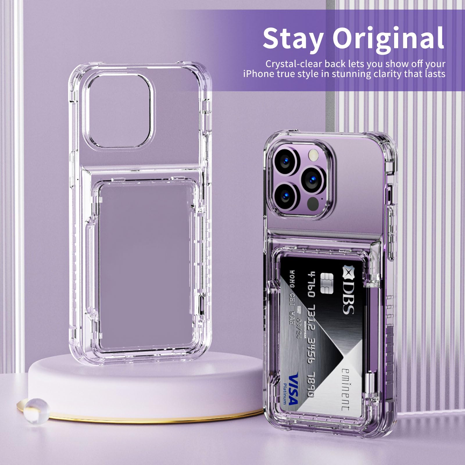 ACANDYA for iPhone 14 Pro Max Case Wallet Clear Protective Phone Case with Credit Card Holder Heavy Duty Protection Shockproof Anti-Scratch Anti-Yellow Cover for iPhone 14 Pro Max 6.7 inch Transparent