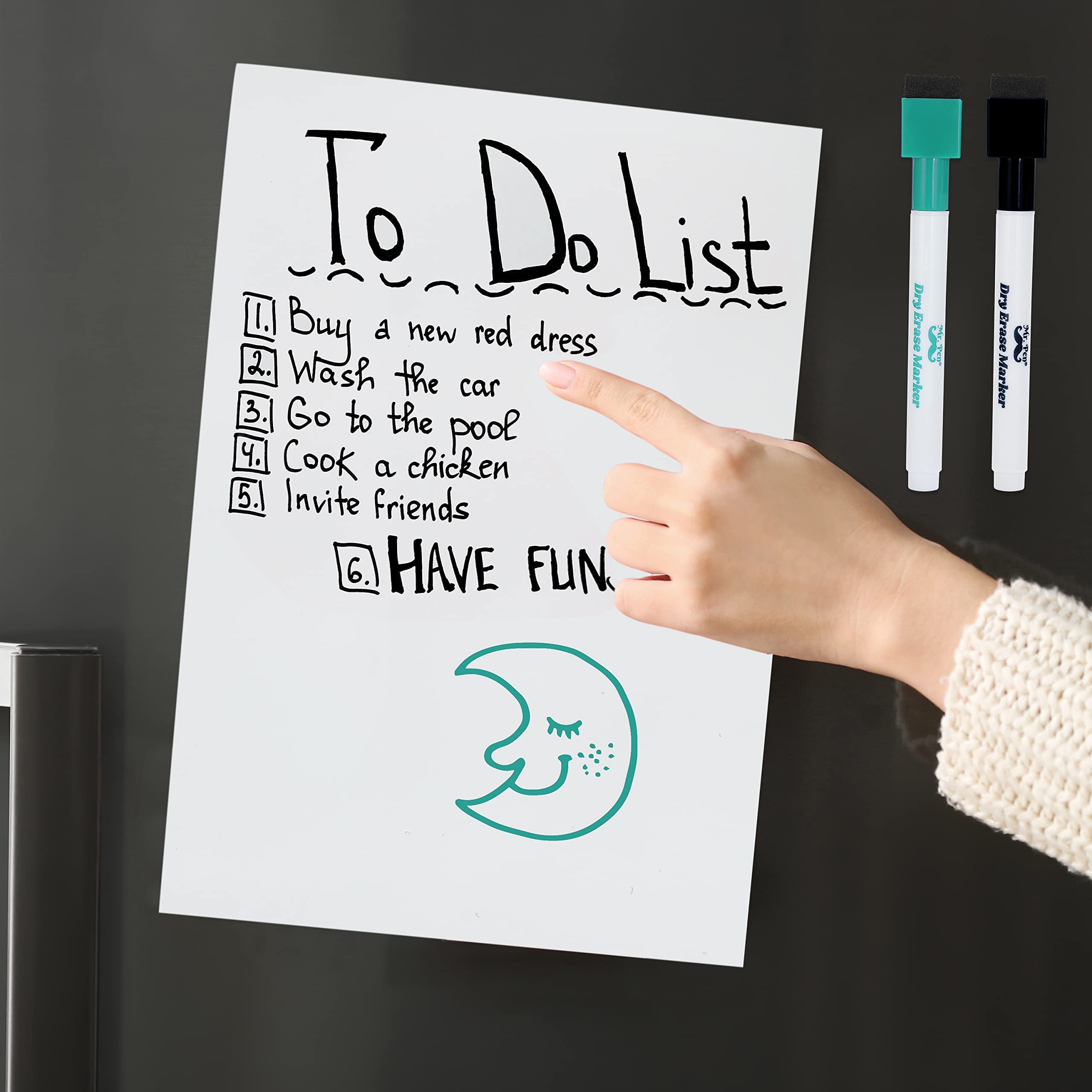 Mr. Pen- Magnetic Dry Erase Whiteboard, 12" x 8.3", Magnetic Dry Erase Board Sheet with 4 Dry Erase Markers, Magnetic Whiteboard for Fridge, Fridge Whiteboard, Dry Erase Board Magnetic