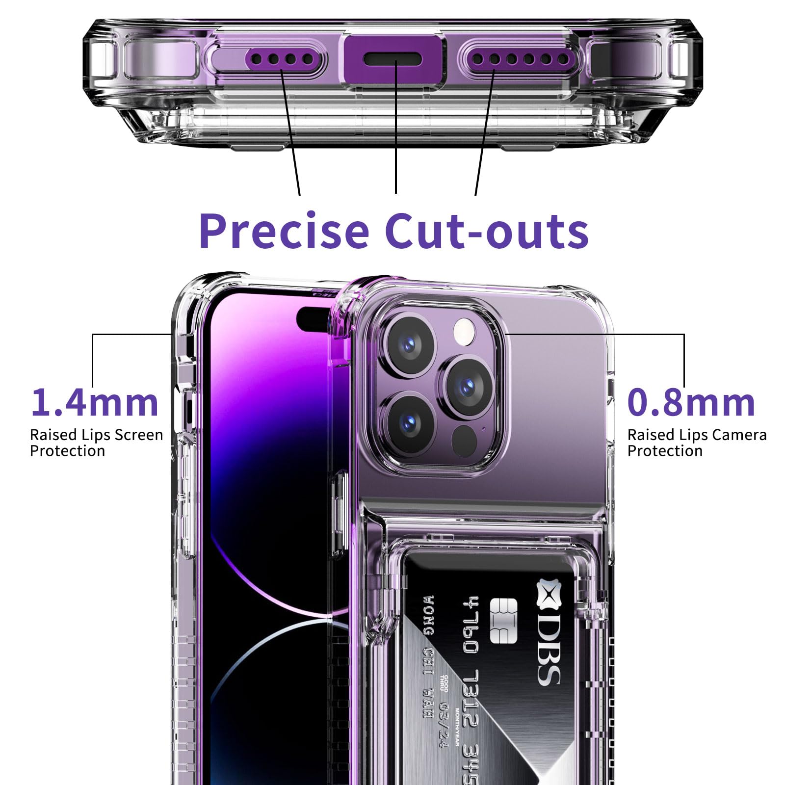 ACANDYA for iPhone 14 Pro Max Case Wallet Clear Protective Phone Case with Credit Card Holder Heavy Duty Protection Shockproof Anti-Scratch Anti-Yellow Cover for iPhone 14 Pro Max 6.7 inch Transparent