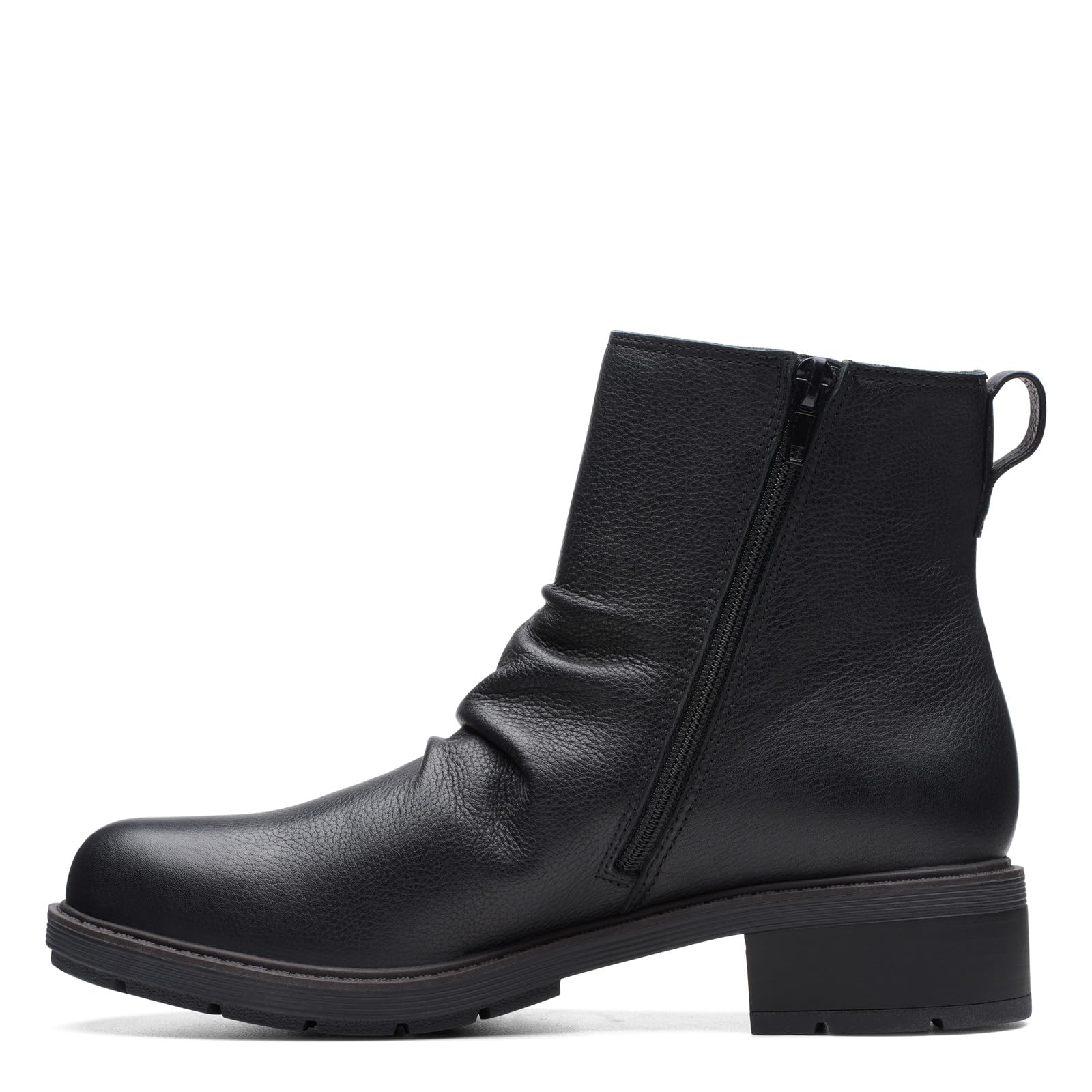Clarks Women's Hearth Rose Mid Calf Boot, Black Leather, 10 Wide