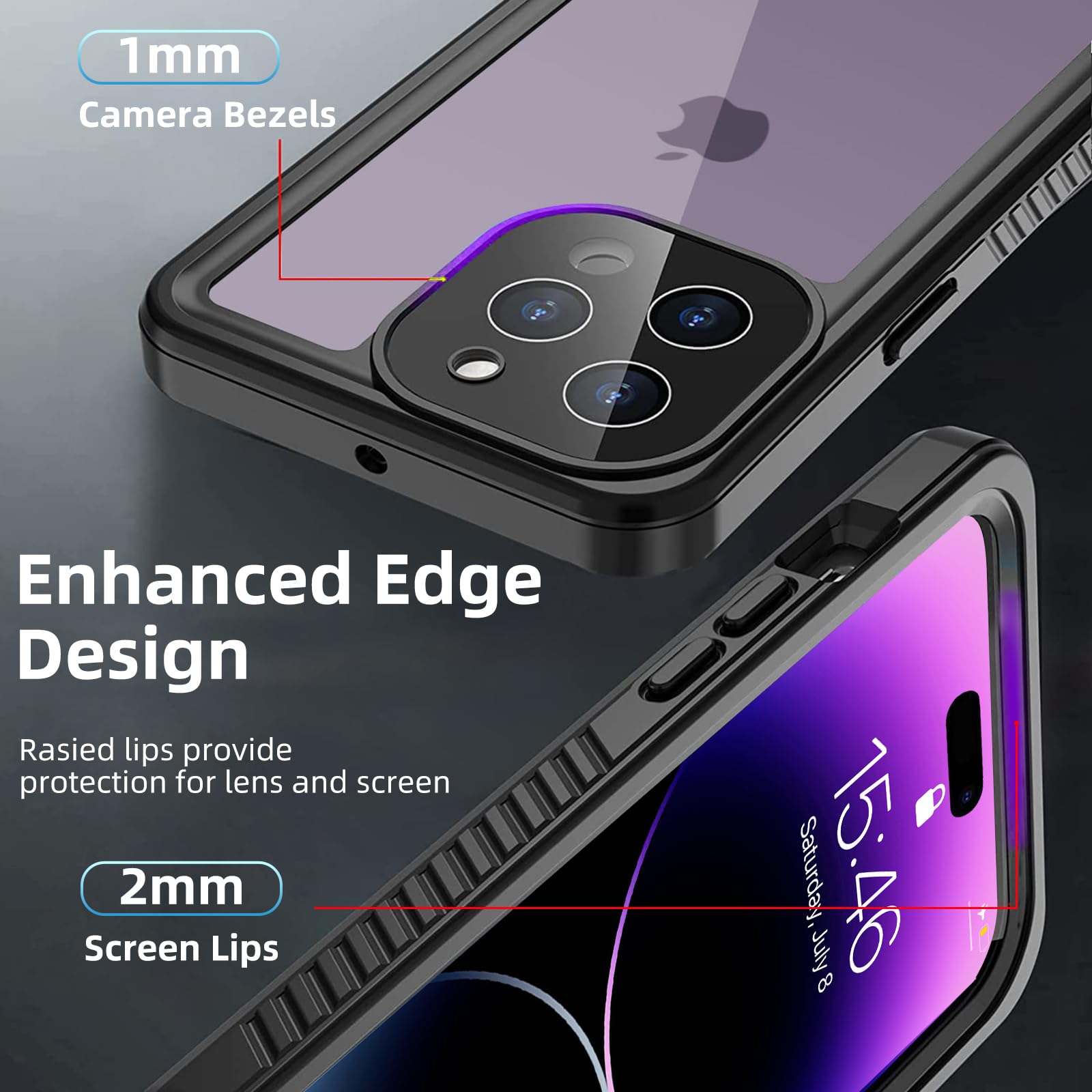 IUGOBI for iPhone 14 Pro Max Case Waterproof, Built-in Screen Protector Full Sealed Cover, Shockproof IP68 Waterproof Clear Case for iPhone 14 Pro Max 6.7 inch