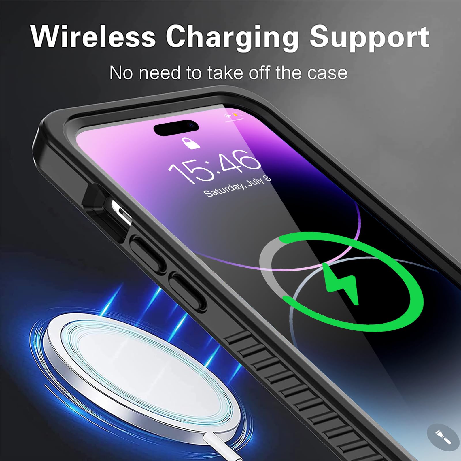 IUGOBI for iPhone 14 Pro Max Case Waterproof, Built-in Screen Protector Full Sealed Cover, Shockproof IP68 Waterproof Clear Case for iPhone 14 Pro Max 6.7 inch