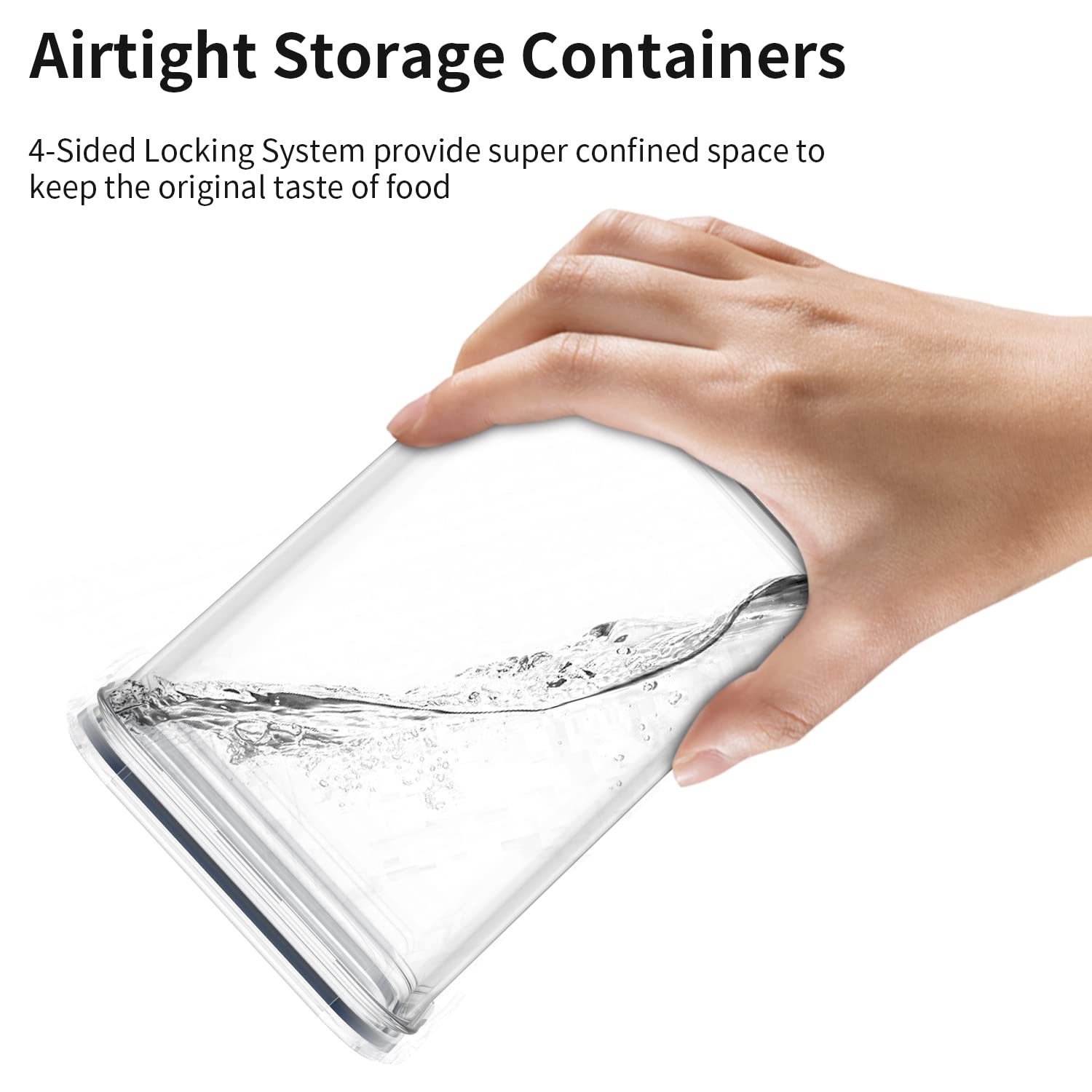 Airtight Food Storage Containers with Lids, 14 PCS Plastic Cereal Kitchen Stackable Food Storage Buckets Food Canisters for Kitchen Pantry Organization Snacks and Sugar Include 24 Labels, Black