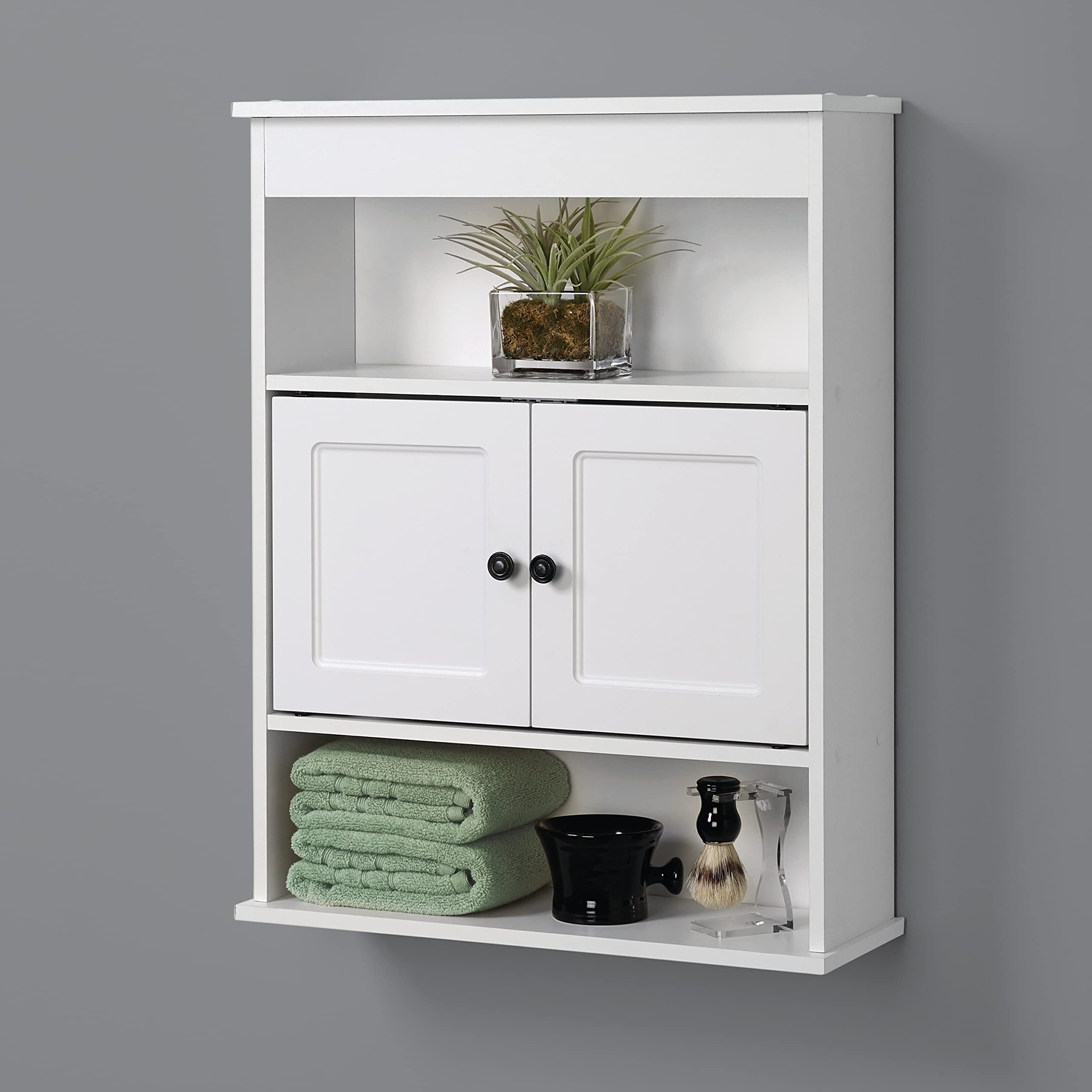 Zenna Home Utility Sink and Wall Cabinet Set: Includes Laundry Tub/Sanitation Station with Faucet, Plus Wall Cabinet (2 Doors, 3 Storage Shelves), for Laundry, Basement, Garage, Bathroom, Kitchen