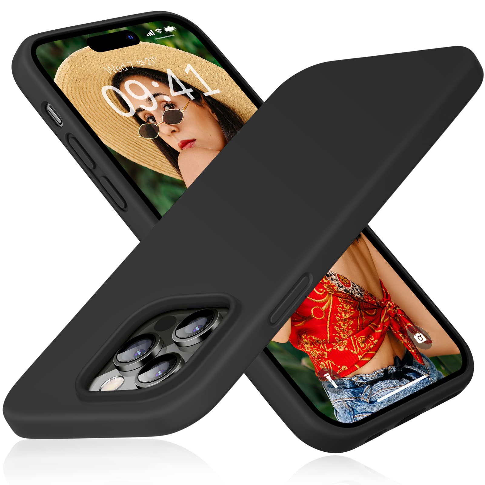DTTO Compatible with iPhone 14 Pro Max Case, Ultra Slim Soft Premium Liquid Silicone [Military Grade Drop Protection] Full-Body Protective Bumper Phone Case for iPhone 14 Pro Max 6.7"(2022)- Black