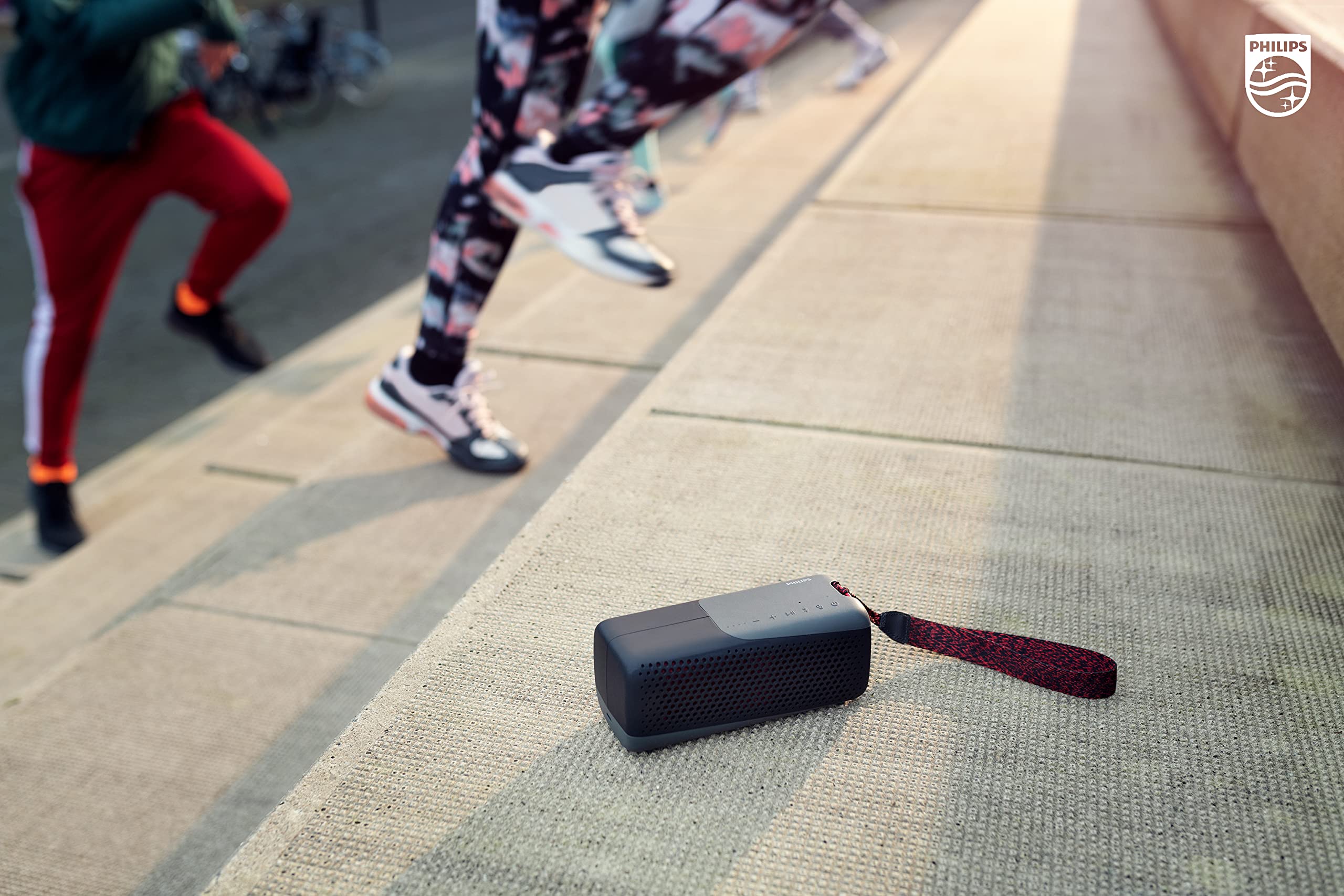 Philips S4807 Outdoors Wireless Bluetooth Speaker with Stereo Pairing and Bluetooth Multipoint Connection, IP67 Waterproof, Gray