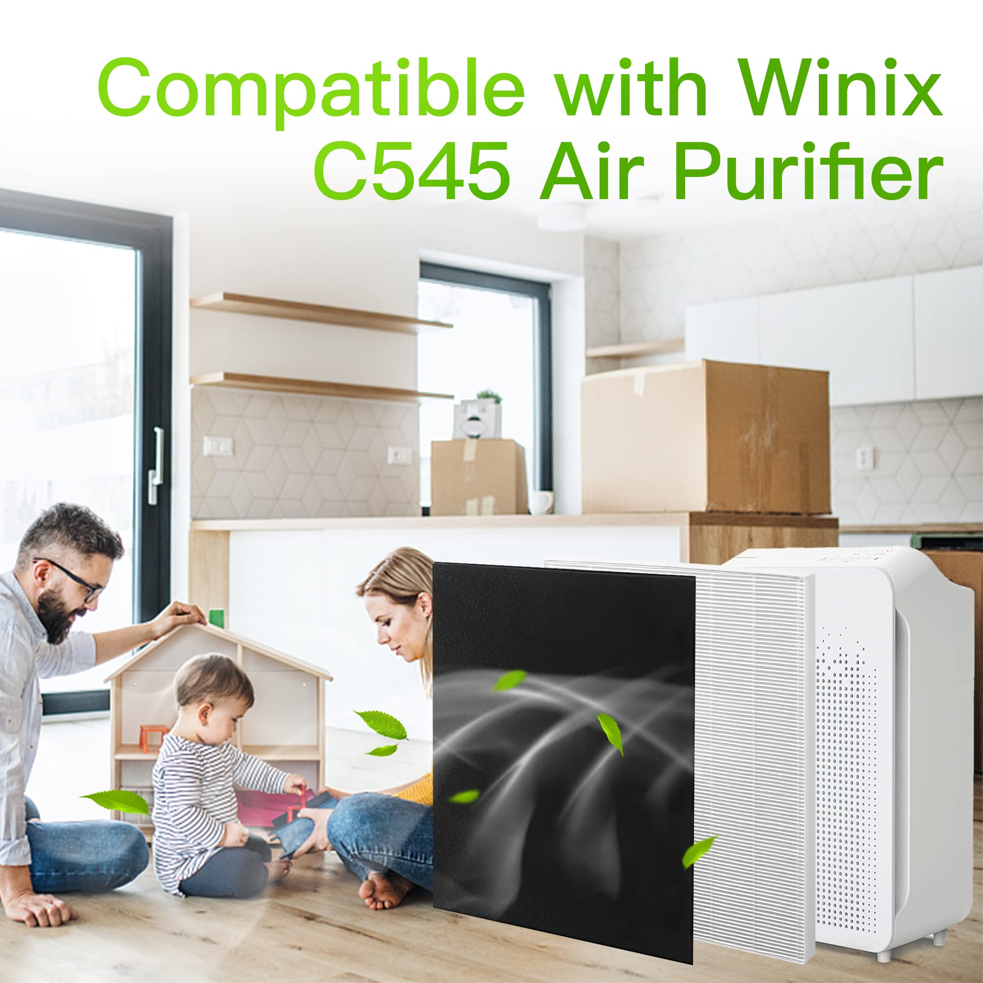 I clean Repleaement Winix C545 Filter, 2pcs HEPA Filters + 8 pcs Carbon Pre Filters Compatible with Winix C545,Replaces Winix S Filter 1712-0096-00