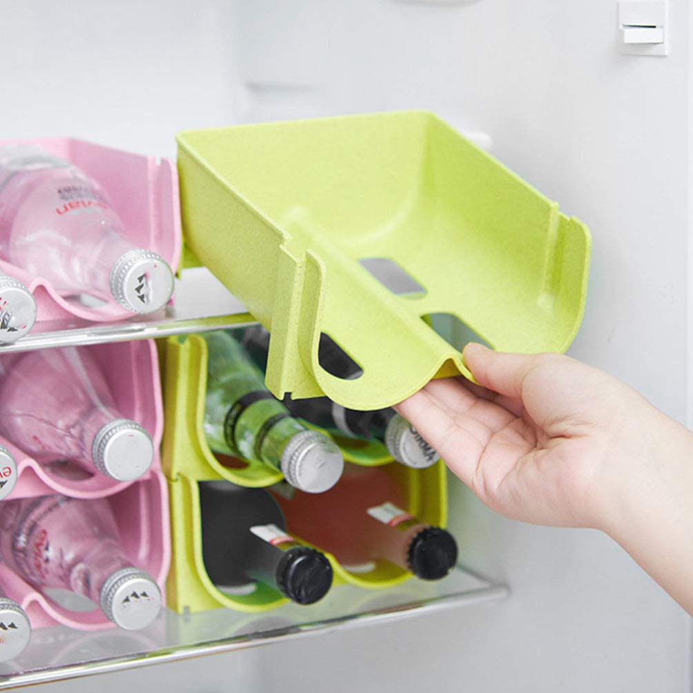 YARNOW 3pcs Refrigerator Can Holder Stackable Fridge Beverage Bottle Dispenser Soda Cola Juice Bottle Storage Bin Freezer Drinks Can Organizr for Beer Wine Bottle