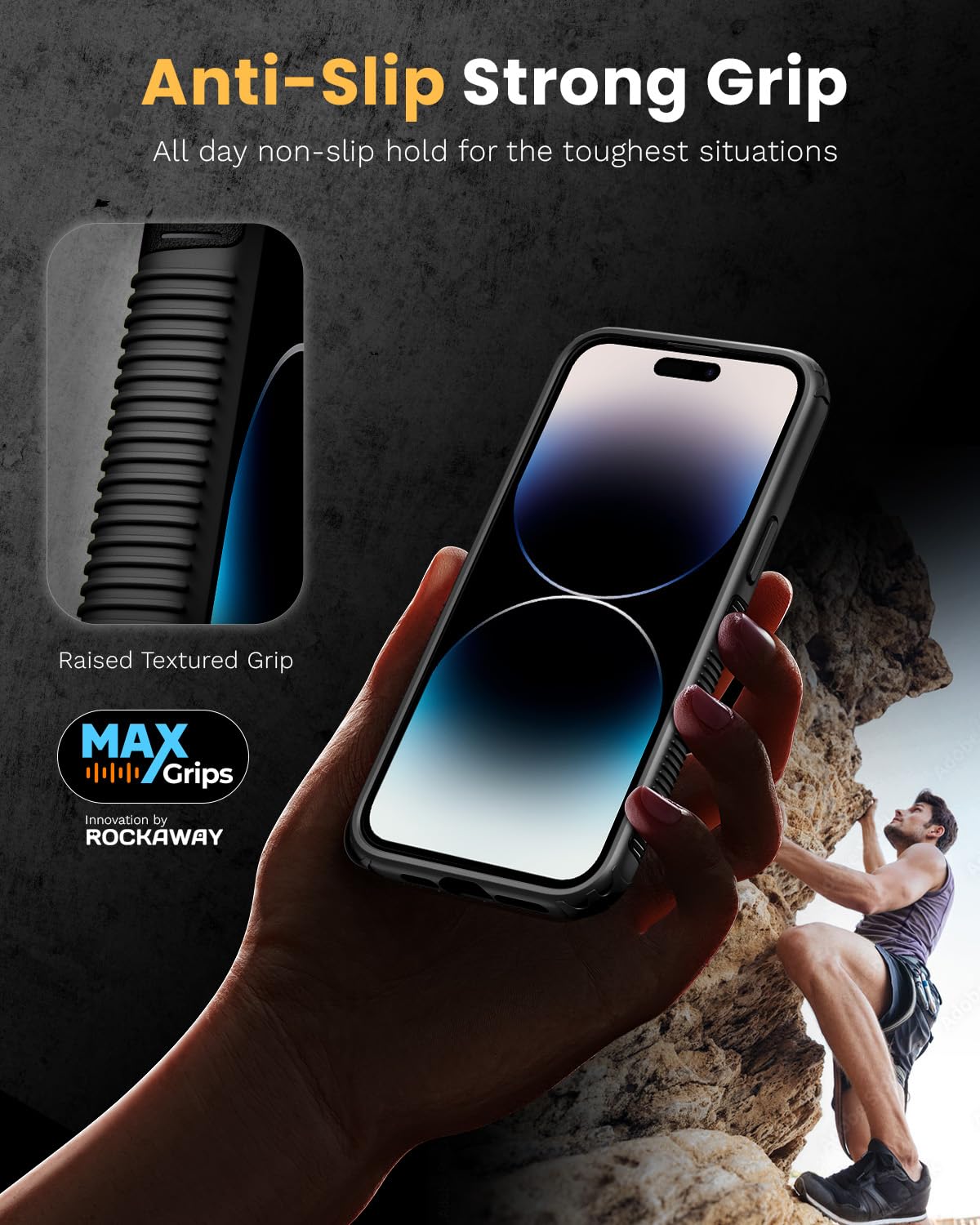 Rockaway Magnetic for iPhone 14 Pro Max Case, [Compatible with MagSafe] [Non-Slip] Heavy Duty Shockproof Phone Cover for iPhone 14 Pro Max 6.7 inch -Black