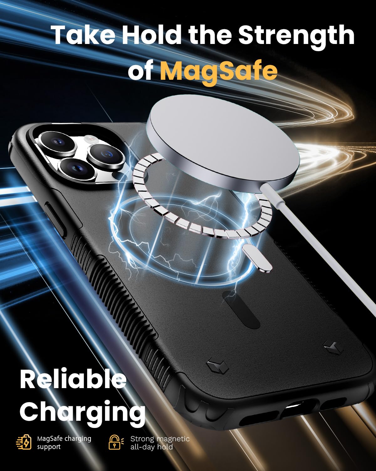 Rockaway Magnetic for iPhone 14 Pro Max Case, [Compatible with MagSafe] [Non-Slip] Heavy Duty Shockproof Phone Cover for iPhone 14 Pro Max 6.7 inch -Black