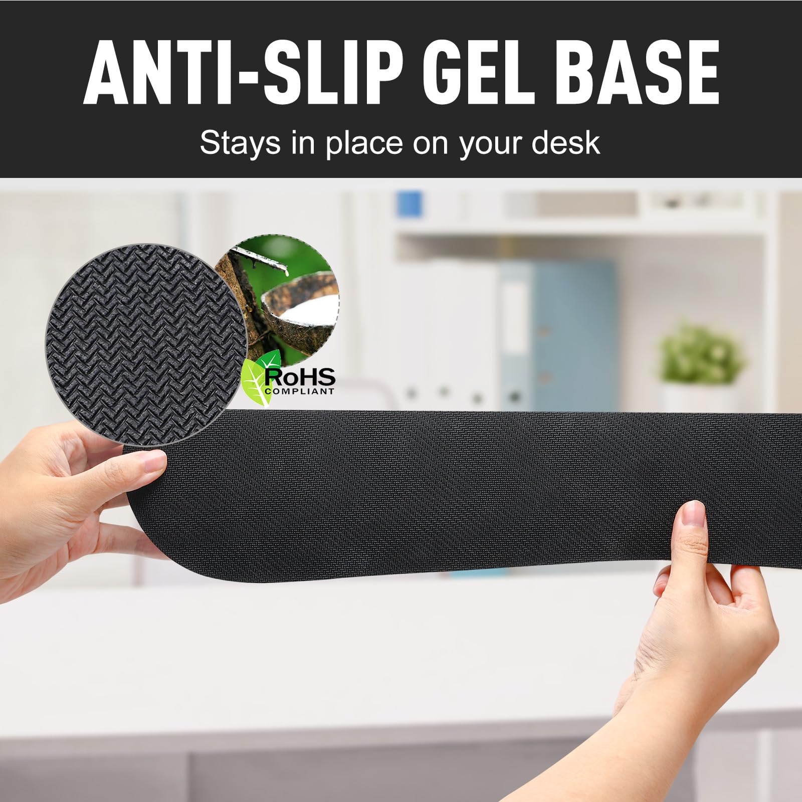 Gimars Keyboard Wrist Rest Pad with 63D High-Density Thicken Enlarge Memory Foam, Anti-Slip Rubber Base and Ergonomic Design for Office,Gaming, Computer, Laptop, Mac, Carpal Tunnel Pain Relief, Black