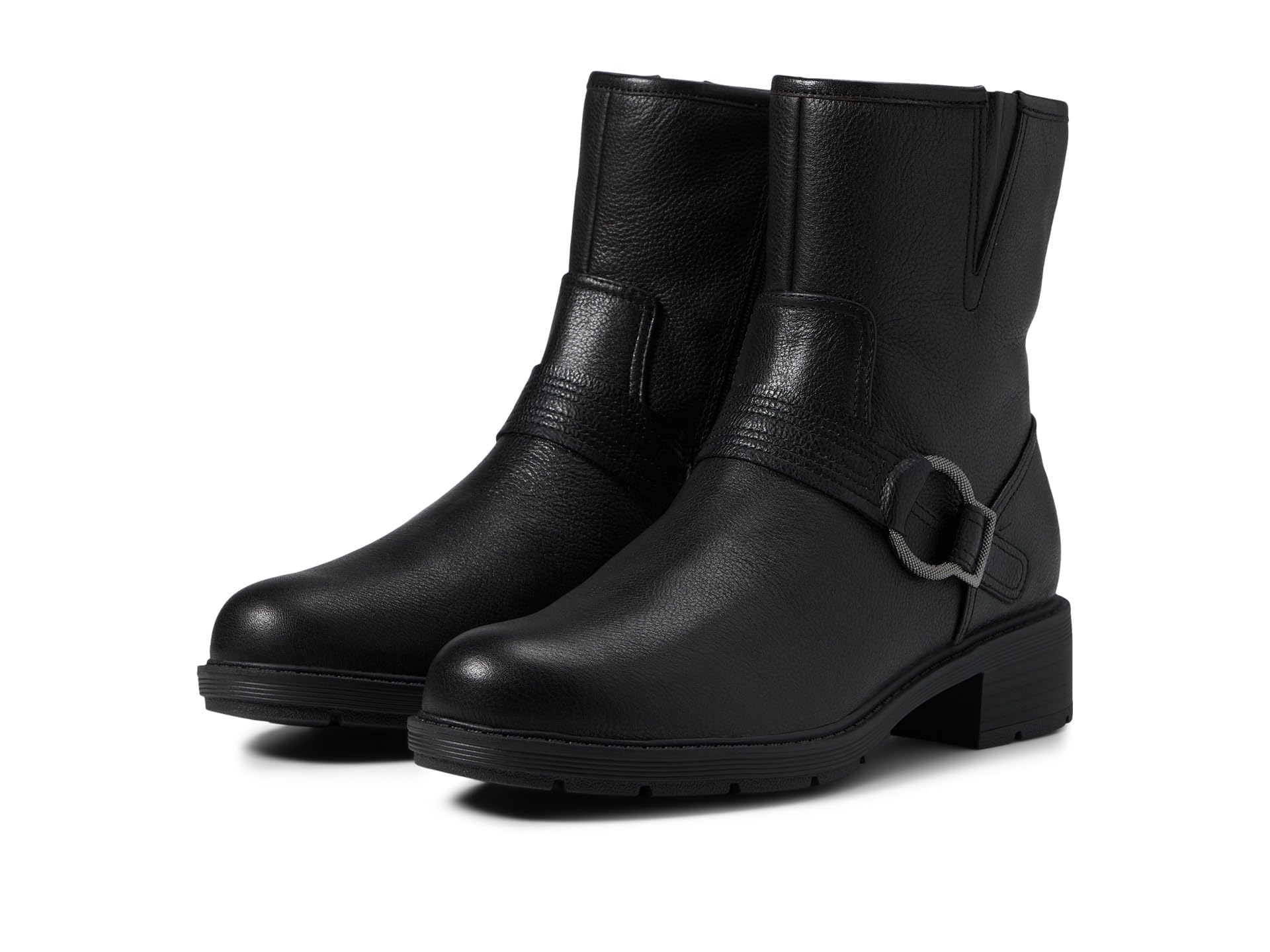 Clarks Women's Hearth Cross Mid Calf Boot, Black Leather, 8