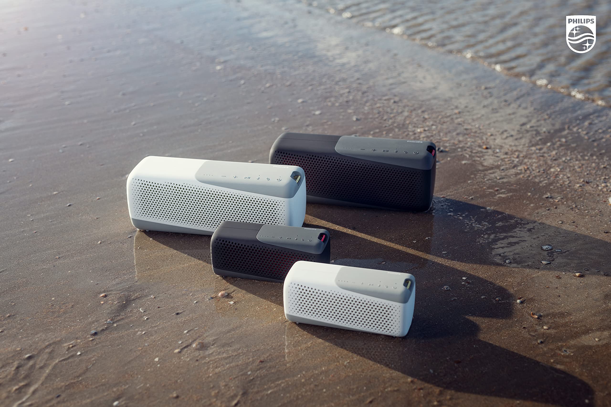 Philips S4807 Outdoors Wireless Bluetooth Speaker with Stereo Pairing and Bluetooth Multipoint Connection, IP67 Waterproof, Gray