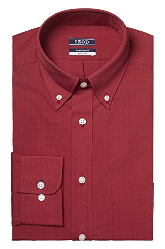 IZOD mens Regular Fit Stretch Gingham Dress Shirt, New Hearth, 16 -16.5 Neck 34 -35 Sleeve Large US