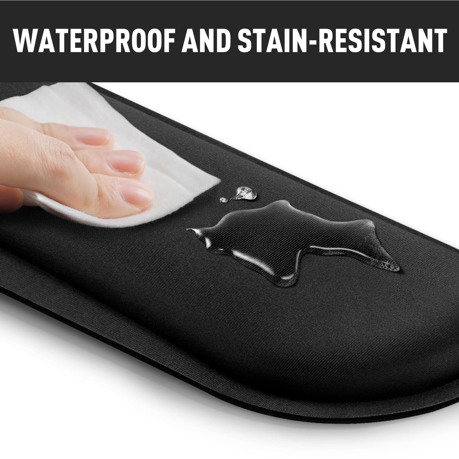 Gimars Keyboard Wrist Rest Pad with 63D High-Density Thicken Enlarge Memory Foam, Anti-Slip Rubber Base and Ergonomic Design for Office,Gaming, Computer, Laptop, Mac, Carpal Tunnel Pain Relief, Black