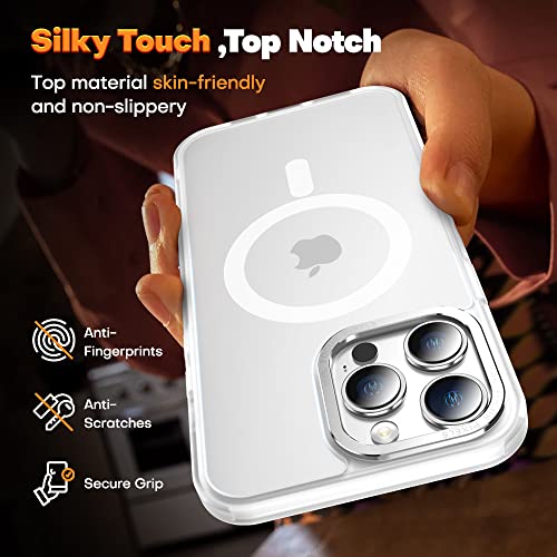 KISEN for iPhone 14 Pro Max Case Magnetic Compatible with MagSafe Slim Translucent Matte Phone Case Cover 6.7 inch, Frosted White