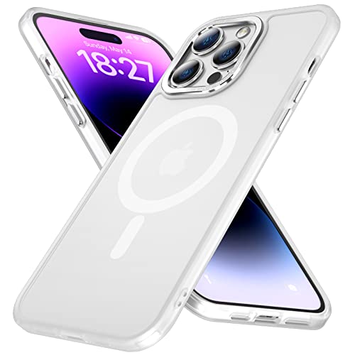 KISEN for iPhone 14 Pro Max Case Magnetic Compatible with MagSafe Slim Translucent Matte Phone Case Cover 6.7 inch, Frosted White