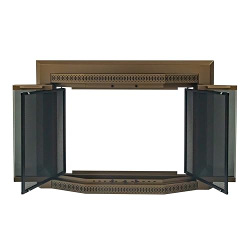 Pleasant Hearth Gavin Medium Black Fireplace Glass Door Screen