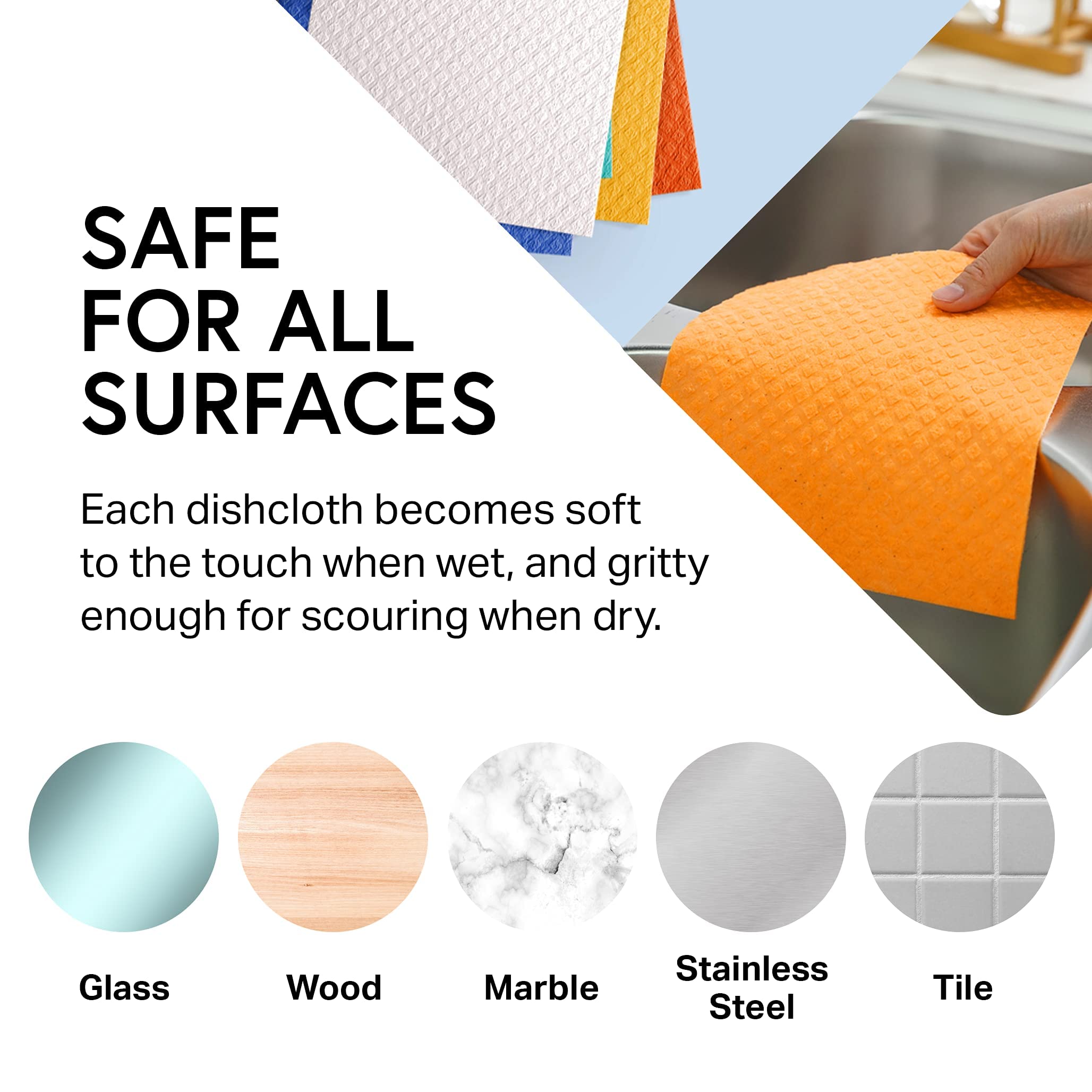 Swedish Wholesale Swedish Dish Cloths - 10 Pack Reusable, Absorbent Hand Towels for Kitchen, Counters & Washing Dishes - Cellulose Sponge Cloth - Eco Friendly Gifts - Assorted