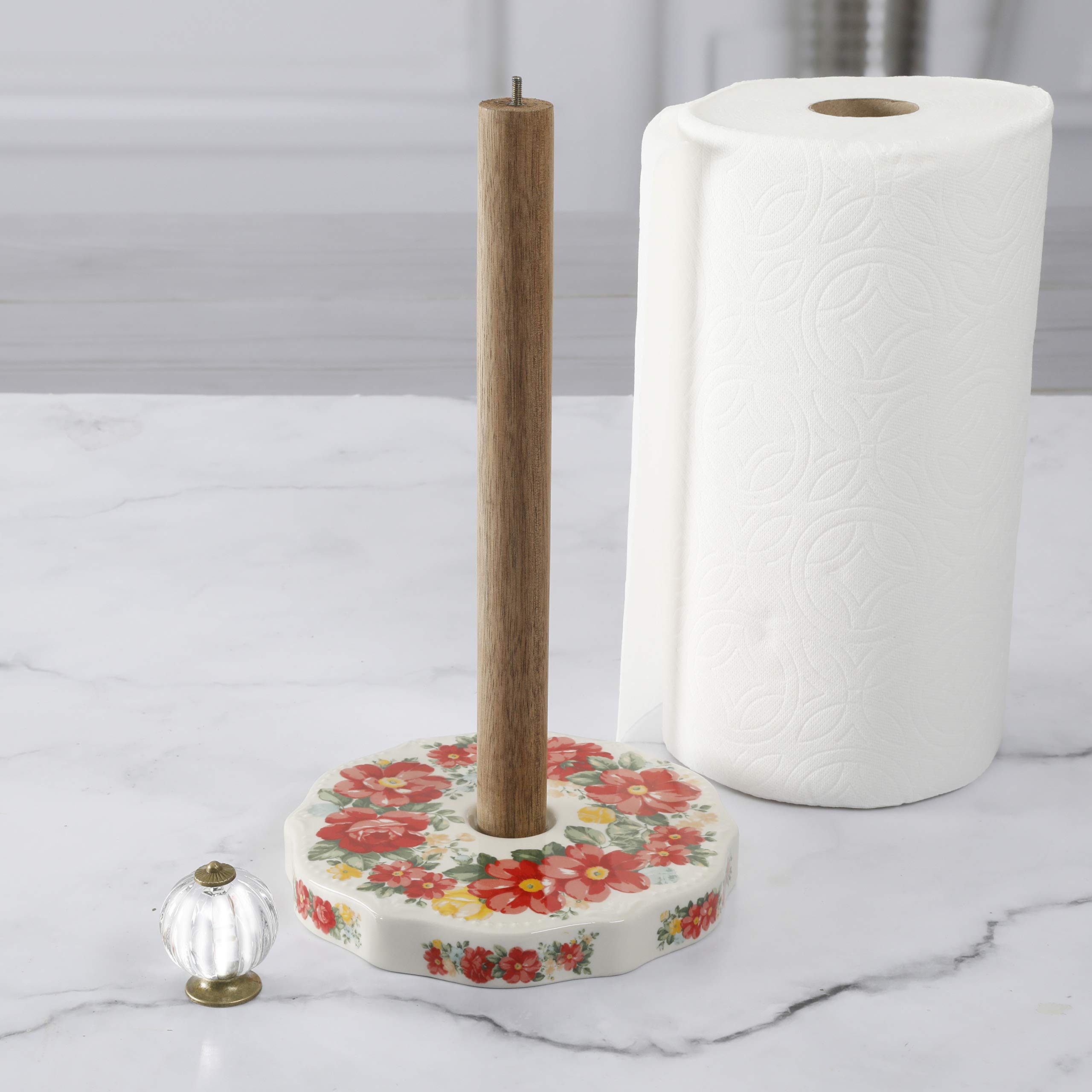 The Pioneer Woman Vintage Floral Paper Towel Holder with Acrylic Knob