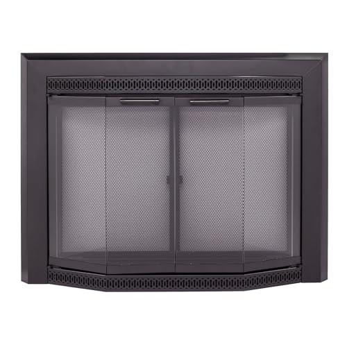 Pleasant Hearth Gavin Medium Black Fireplace Glass Door Screen