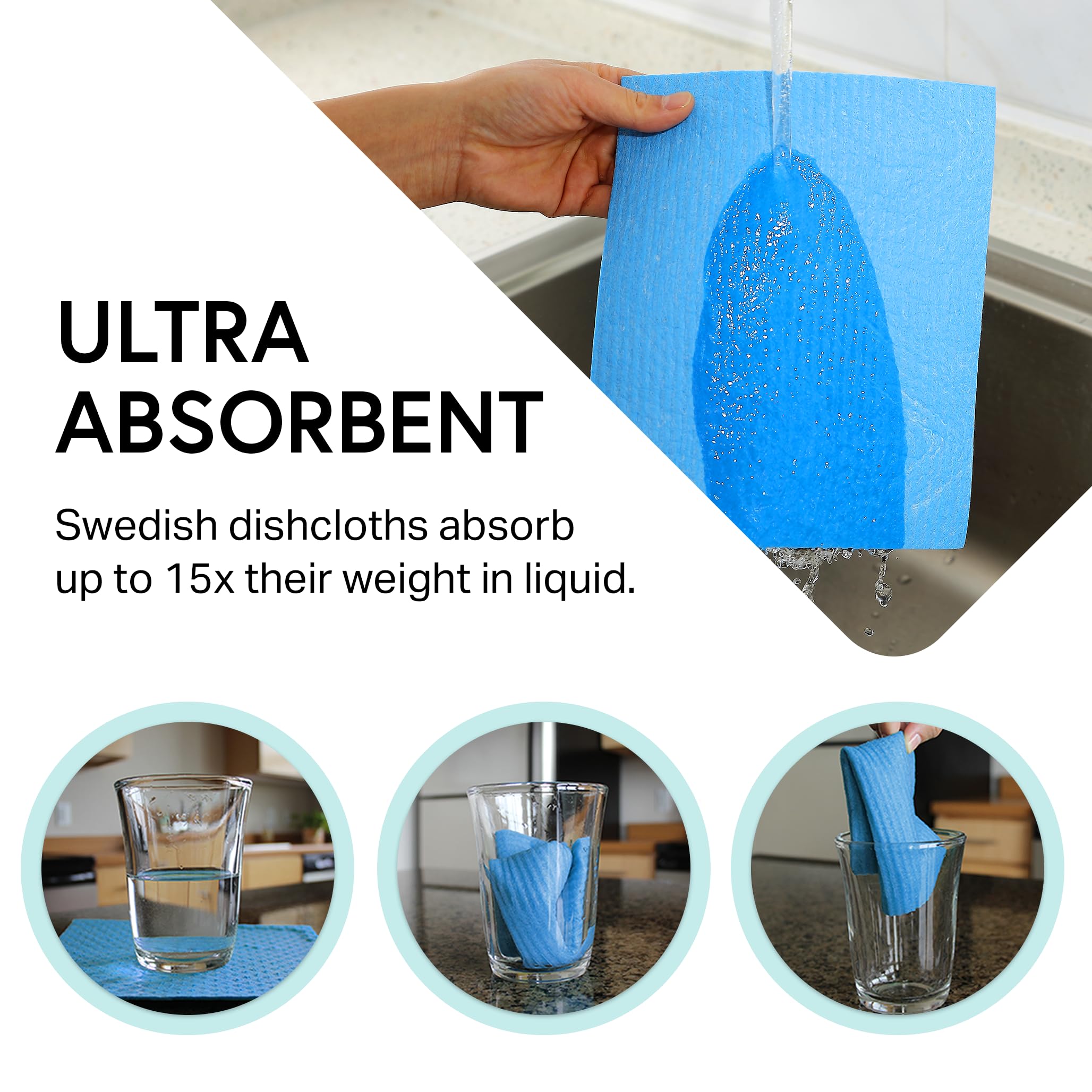 Swedish Wholesale Swedish Dish Cloths - 10 Pack Reusable, Absorbent Hand Towels for Kitchen, Counters & Washing Dishes - Cellulose Sponge Cloth - Eco Friendly Gifts - Assorted