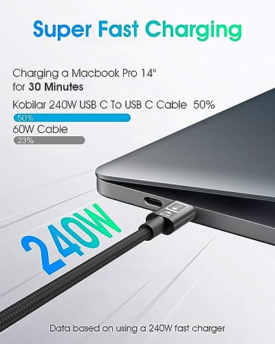 240W Type C to Type C Fast Charging Cable - USB C Cable for iPhone 15, MacBook Pro, iPad Pro, Samsung - C to C Cable for Quick Charge (1pack-3.3ft Black(OTP))