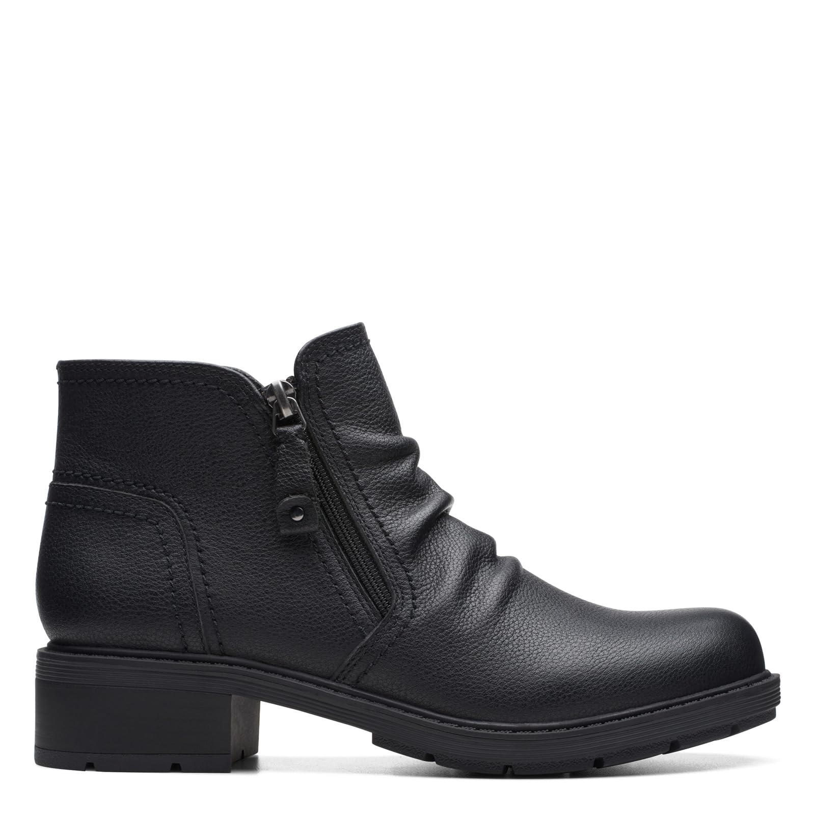 Clarks Women's Hearth Dove Ankle Boot, Black Leather, 9 Wide