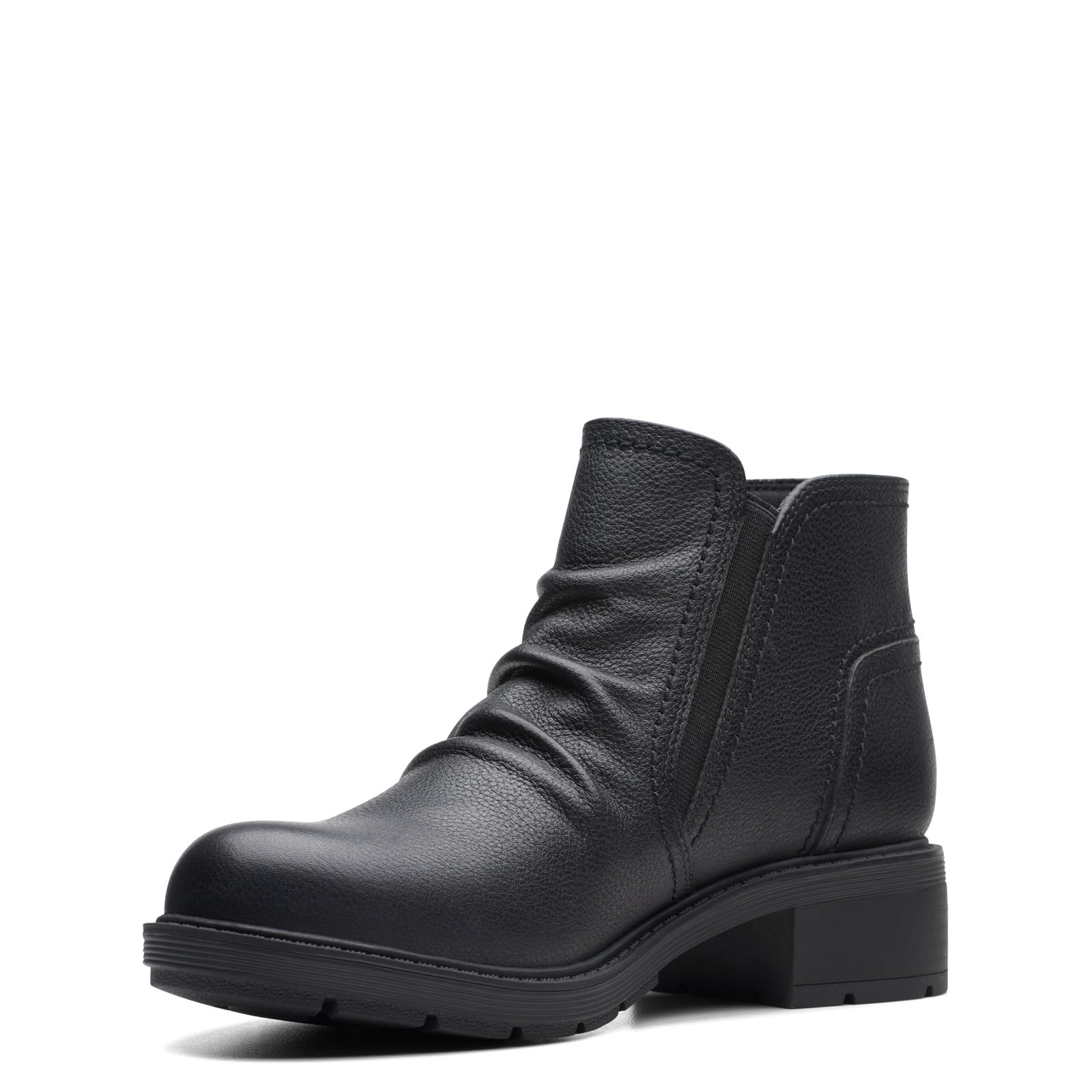 Clarks Women's Hearth Dove Ankle Boot, Black Leather, 9 Wide