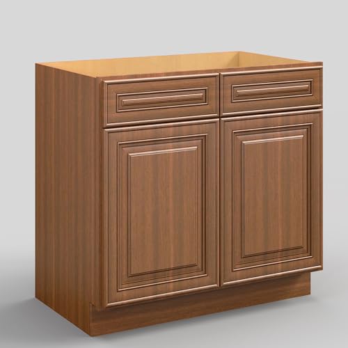 ROOMTEC 36" Assembled Bathroom Vanity Sink Cabinet & Kitchen Base Cabinet, Large Capacity Single Sink Storage with Soft-Close Doors & Decorative Drawer, Versatile for Bathrooms, Kitchens, Laundry