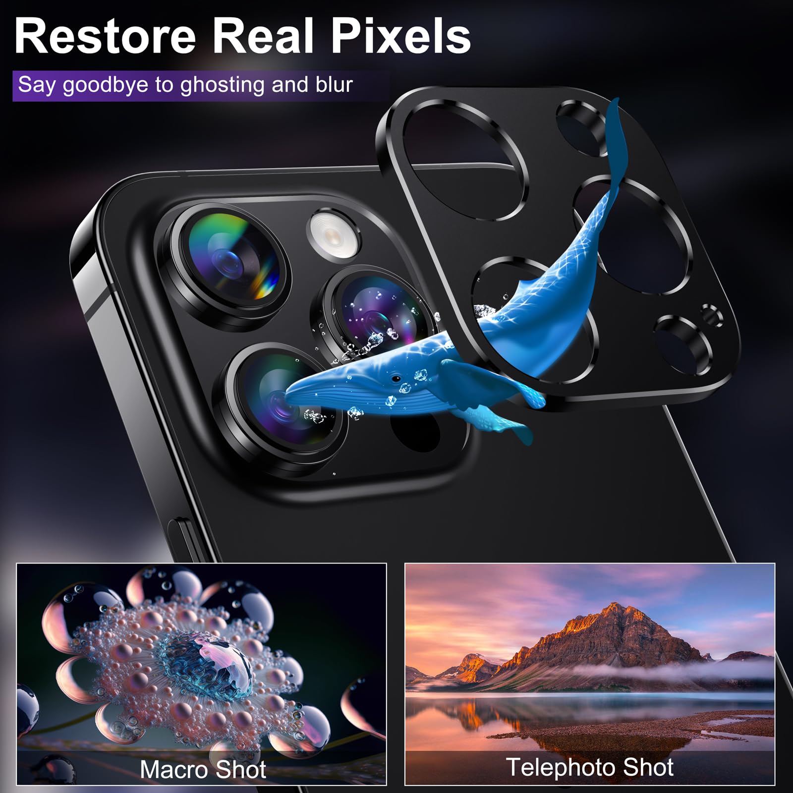 Mothca 2 Pack Camera Lens Protector for iPhone 14 Pro/iPhone 14 Pro Max Matte Alloy Camera Cover [No Affect Photo Quality] No Lens Metal Ring Strong Adhesion Camera Protector Case Friendly (Black)