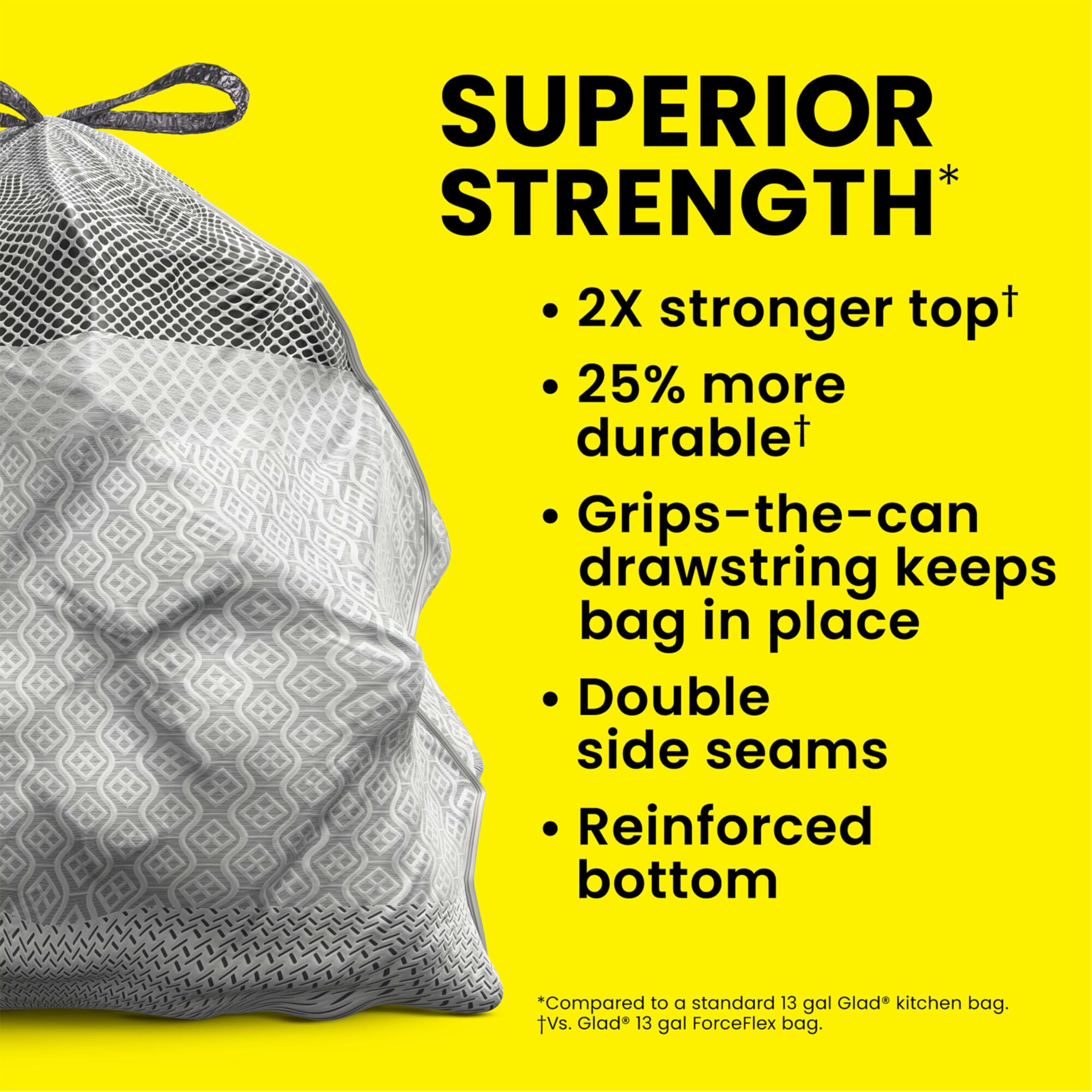 GLAD ForceFlexPlus XL X-Large Kitchen Drawstring Trash Bags, 20 Gallon Grey Trash Bag for Large Kitchen Trash Can, Fresh Clean with Febreze Freshness and Leak Protection, 80 Count (Package May Vary)