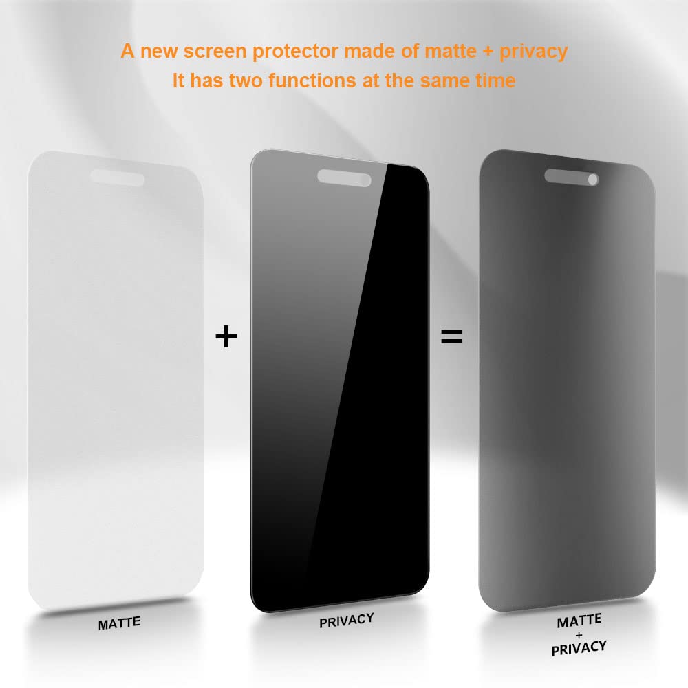 ZUKDO for iPhone 14 Pro Max 6.7" Matte Privacy Screen Protector with Camera Lens Protector full coverage Anti-glare anti-spy Tempered Glass Film anti-fingerprint no black border Easy Installation