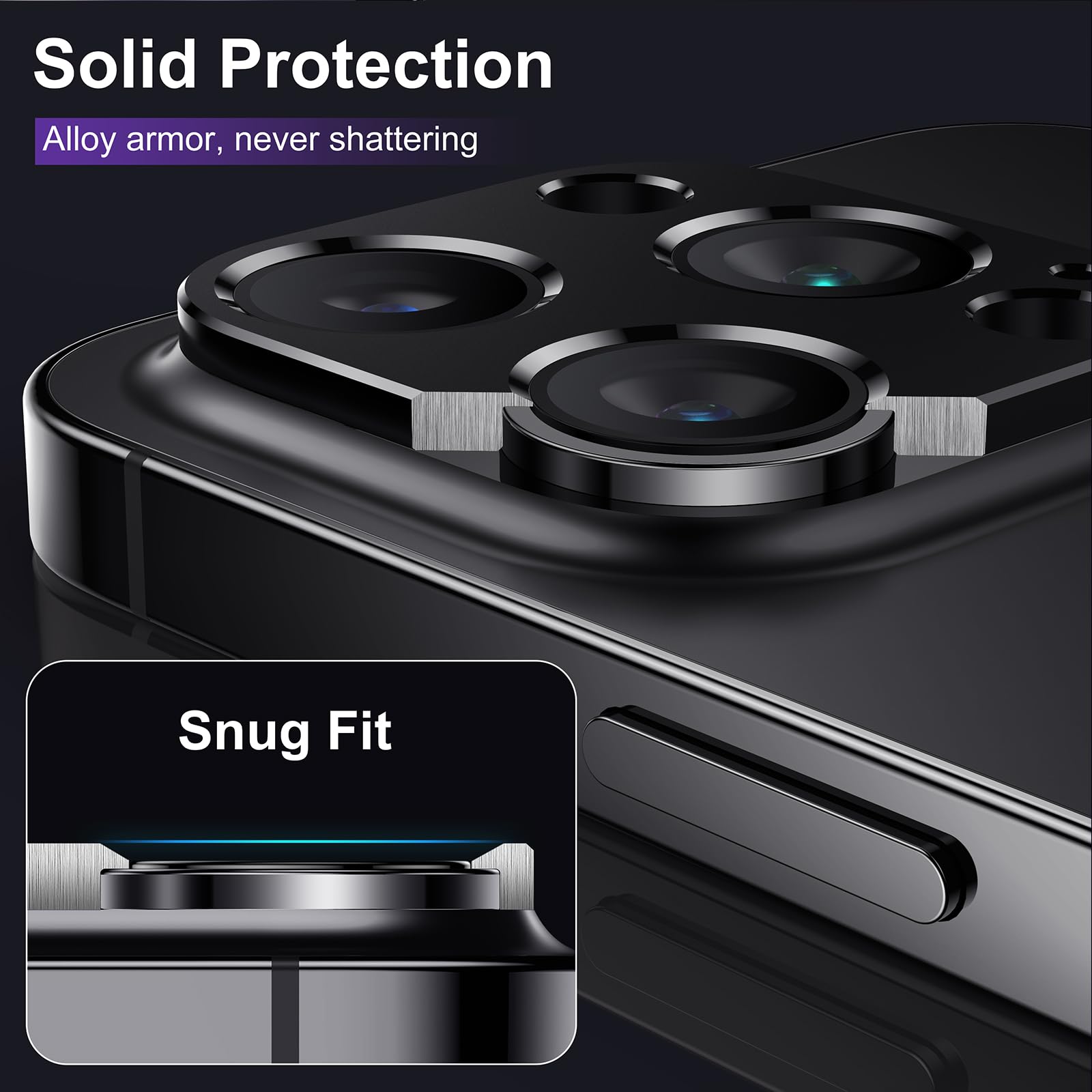 Mothca 2 Pack Camera Lens Protector for iPhone 14 Pro/iPhone 14 Pro Max Matte Alloy Camera Cover [No Affect Photo Quality] No Lens Metal Ring Strong Adhesion Camera Protector Case Friendly (Black)