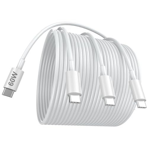 3Pack USB C Charger Cable 3FT 60W USB C to USB C Cable Fast Type C Charging Cord for iPhone 16 15 Pro Max Plus,iPad Mini 6/ Pro 2021, iPad Air 4, MacBook Pro 2020, Samsung Galaxy S23 White