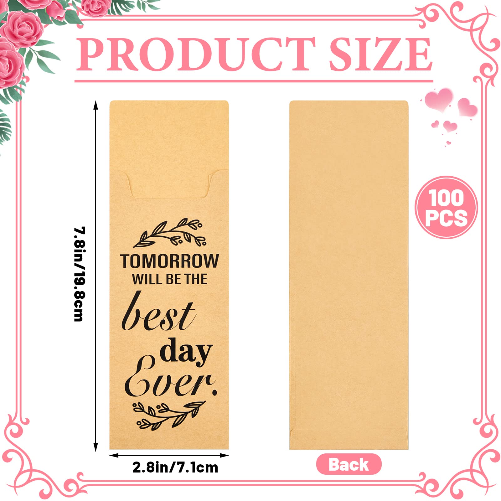100 Pieces Silverware Bags Tomorrow Will Be The Best Day Ever Rehearsal Dinner Tableware Utensil Holders Rustic Cutlery Pouch Bag Silverware Holder Bag for Wedding Rehearsal Dinner, 2.8 x 7.8 Inch