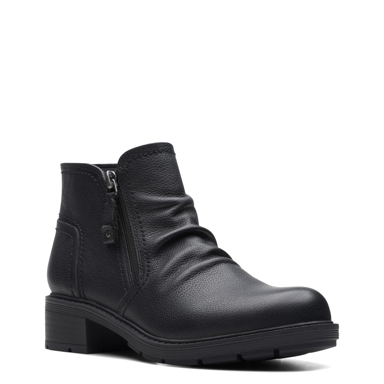 Clarks Women's Hearth Dove Ankle Boot, Black Leather, 9 Wide