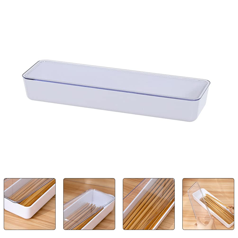 Cabilock Flatware Tray With Lid Kitchen Drawer Organizer With Lid And Drainer Plastic Kitchen Cutlery Tray and Utensil Storage Container with Cover (White)