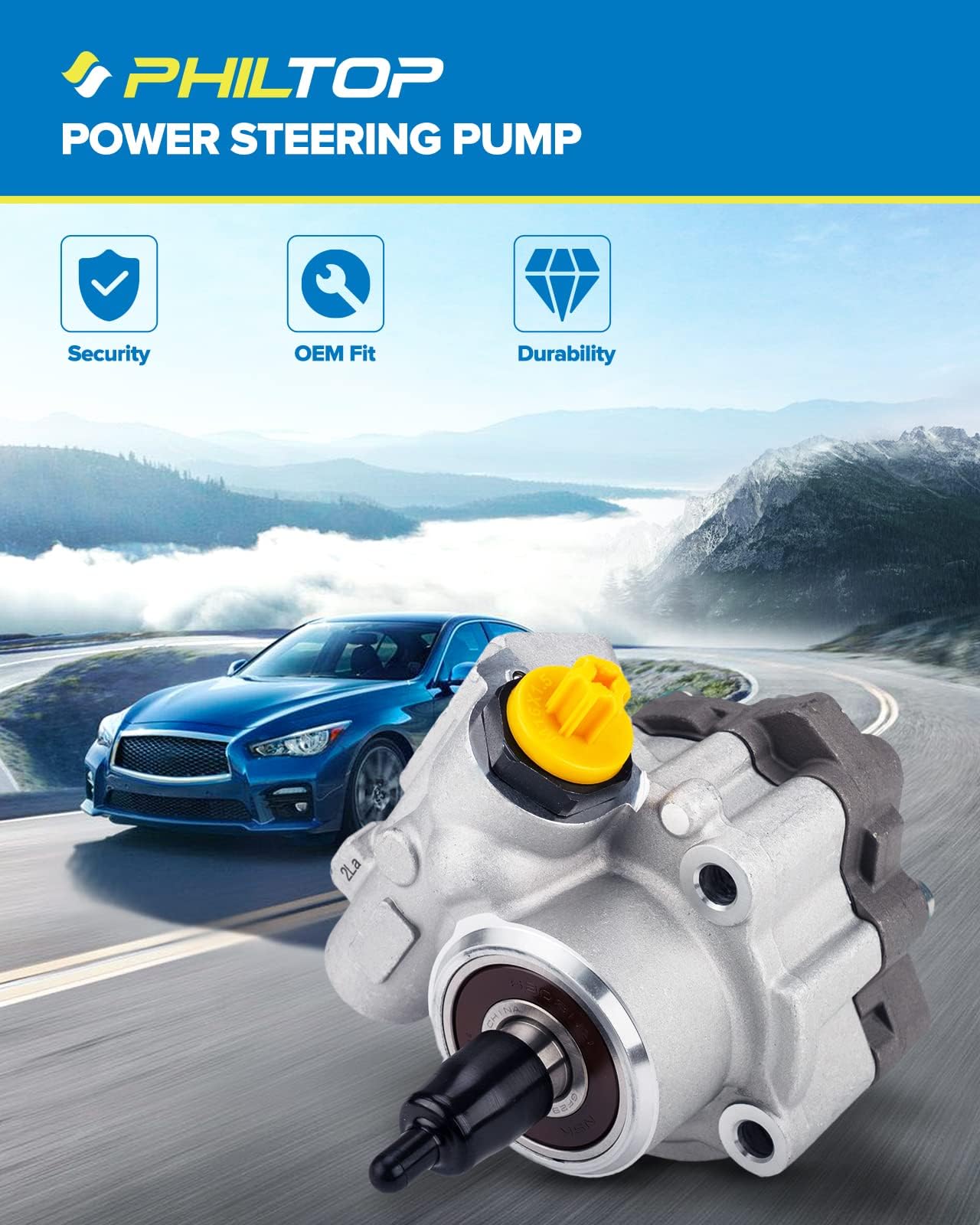 PHILTOP 20-1008 Power Steering Pump Fit For 2003-2010 Ram2500; Ram3500, 2008 Ram1500 Power Steering Pump