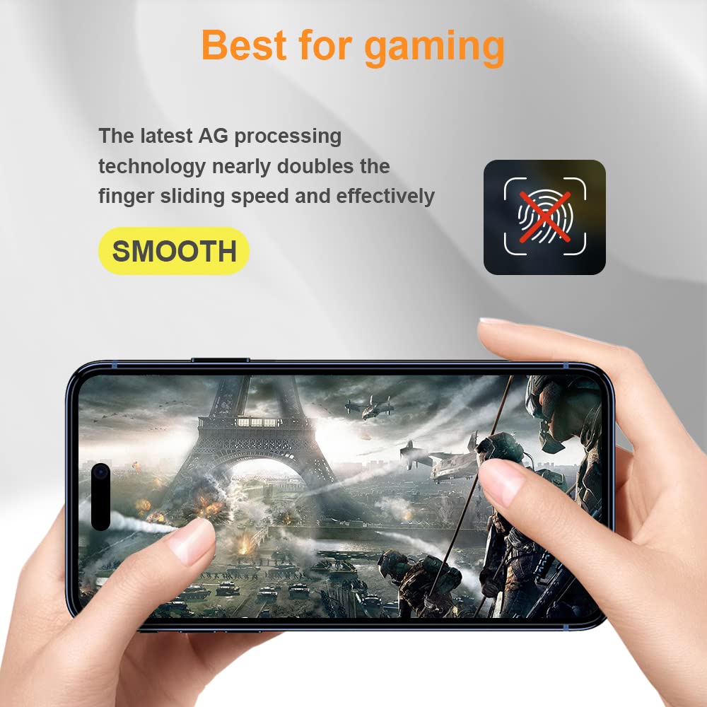ZUKDO for iPhone 14 Pro Max 6.7" Matte Privacy Screen Protector with Camera Lens Protector full coverage Anti-glare anti-spy Tempered Glass Film anti-fingerprint no black border Easy Installation