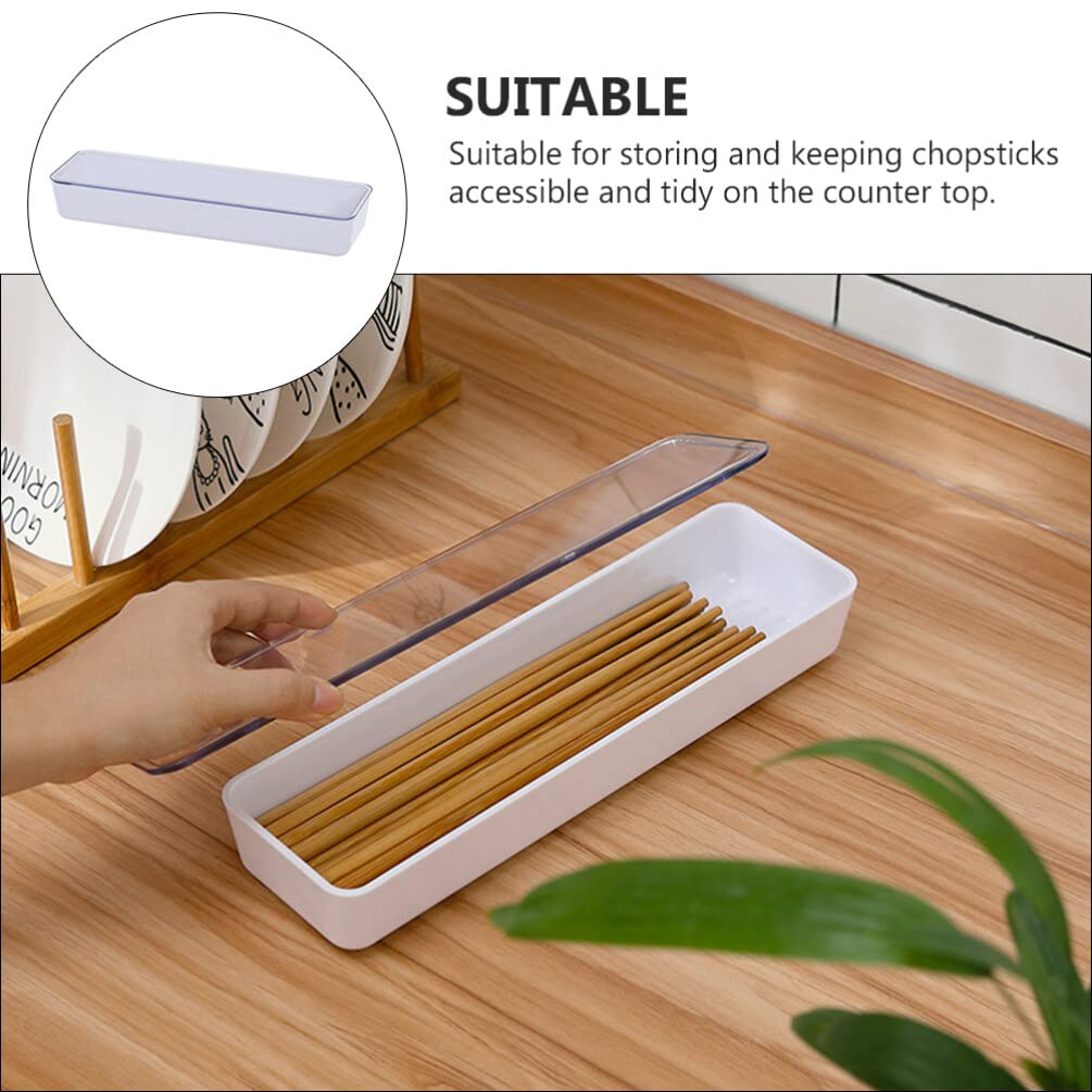 Cabilock Flatware Tray With Lid Kitchen Drawer Organizer With Lid And Drainer Plastic Kitchen Cutlery Tray and Utensil Storage Container with Cover (White)