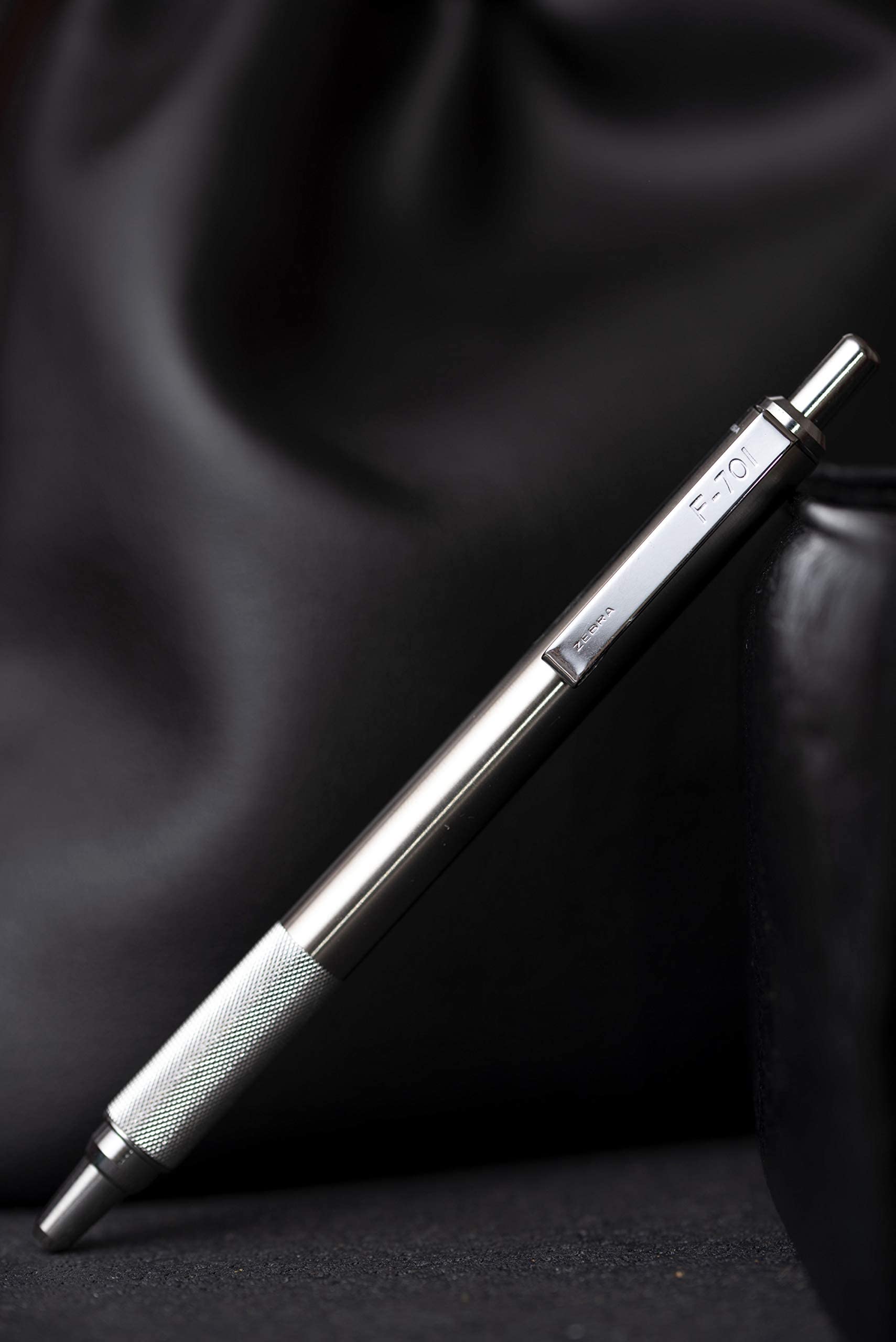 3 - Zebra F-701 Ballpoint Pens, Stainless Steel with Knurled Grip, Pk of 3 Pens