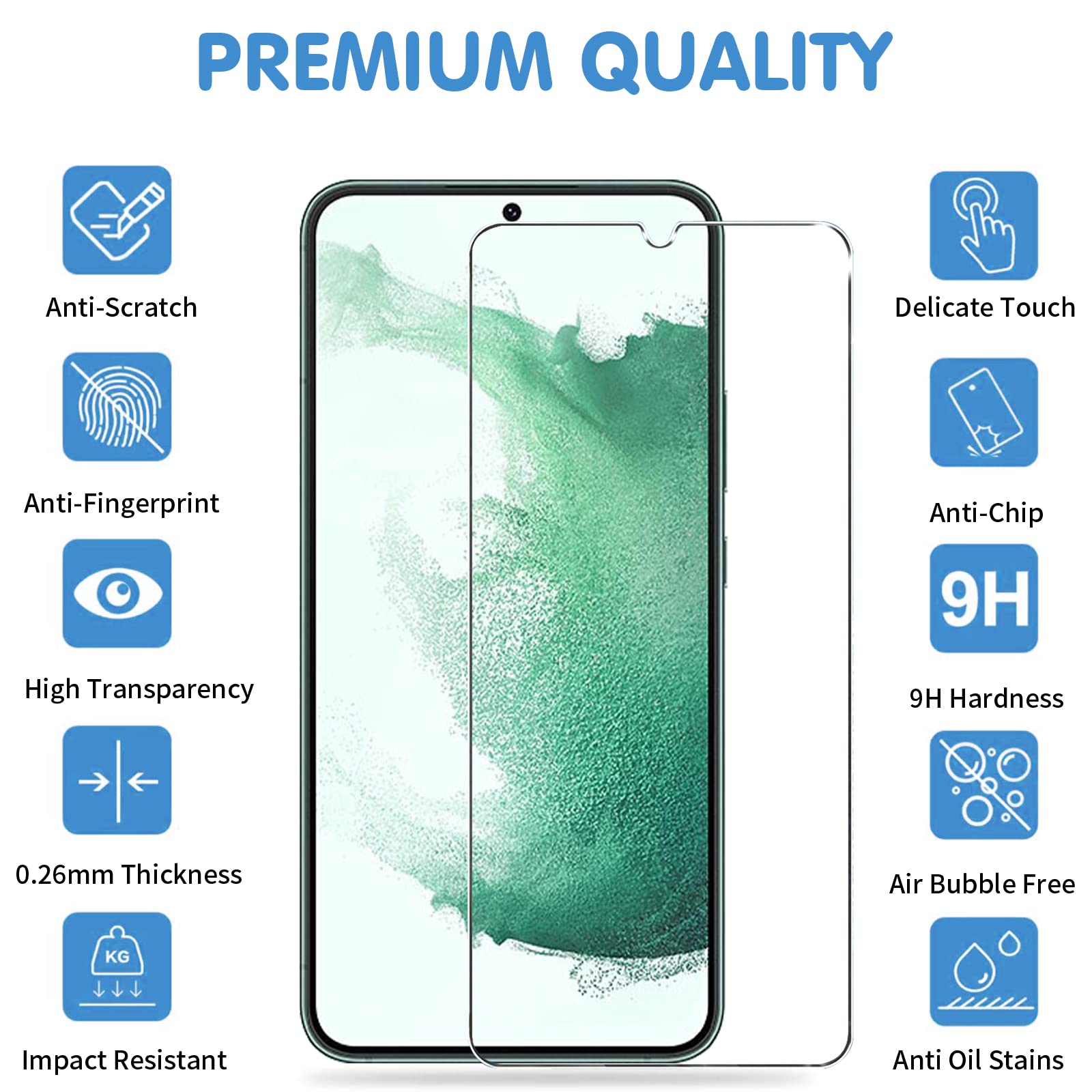 letosan [3+3 Pack] Glass Screen Protector for Samsung Galaxy S22 Plus 5G, 9H Tempered Glass, Ultrasonic Fingerprint Compatible,HD Clear Case Friendly for Galaxy S22 Plus Glass Screen Protector