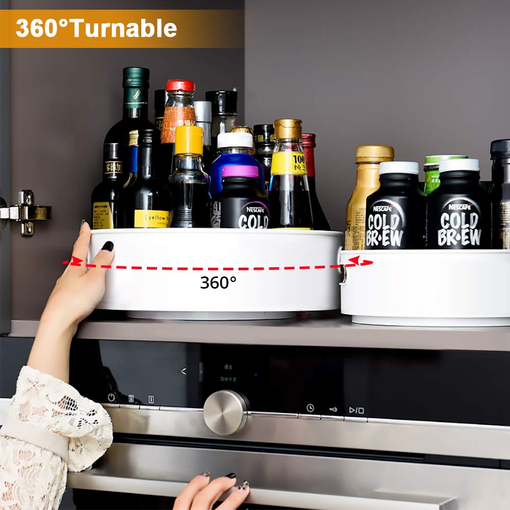 Semlos 2 Pack Lazy Susan Organizer - 9" & 12" Lazy Susan Turntable for Cabinet, Save Space, Non-Skid Lazy Susan Turntable, Plastic Lazy Susan for Kitchen, Cabinet, Pantry, Office, Bathroom
