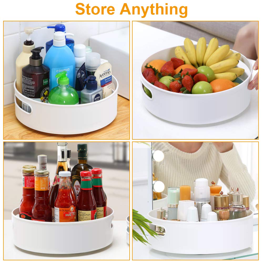Semlos 2 Pack Lazy Susan Organizer - 9" & 12" Lazy Susan Turntable for Cabinet, Save Space, Non-Skid Lazy Susan Turntable, Plastic Lazy Susan for Kitchen, Cabinet, Pantry, Office, Bathroom